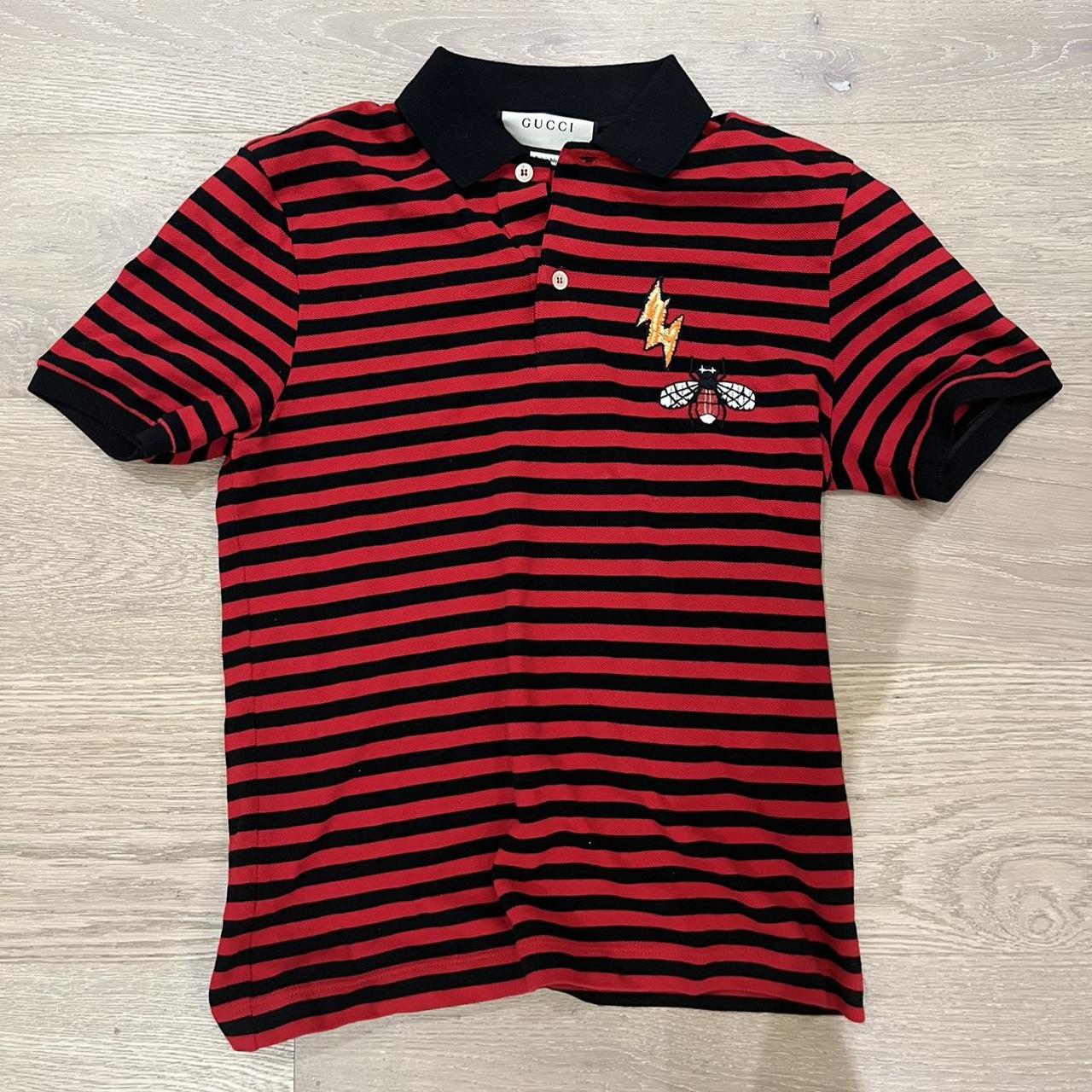 Gucci black and red polo 100% Authentic from 2019 DM... - Depop
