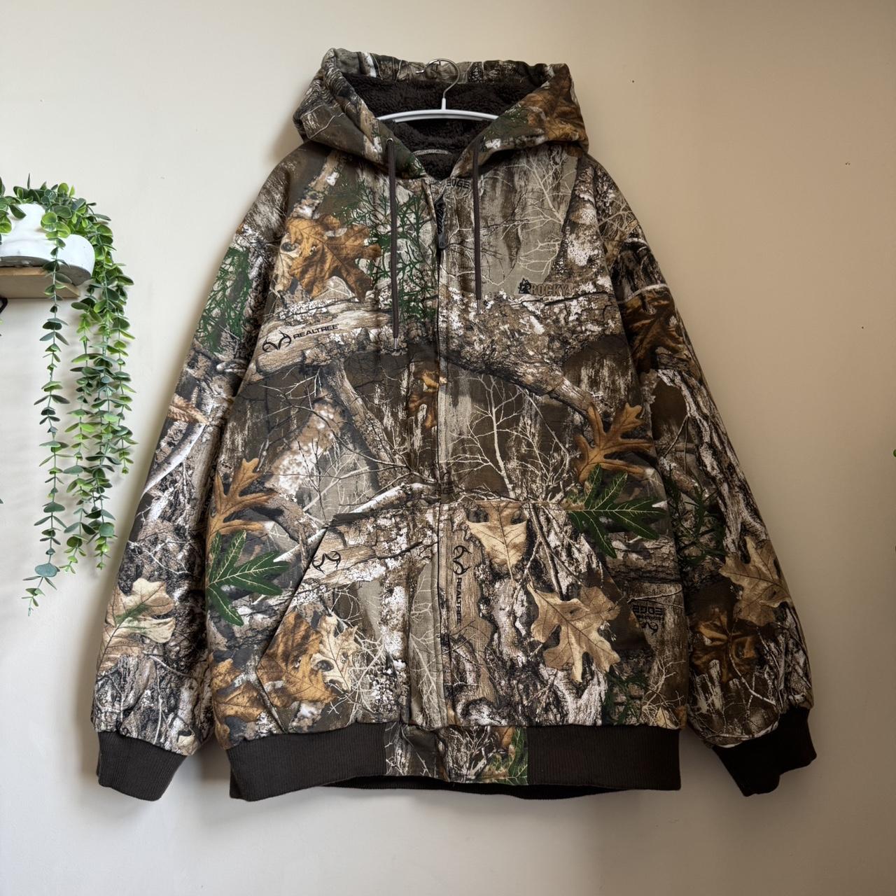 Fur Lined Heavyweight Realtree Camo Zip Up Hooded... | Depop