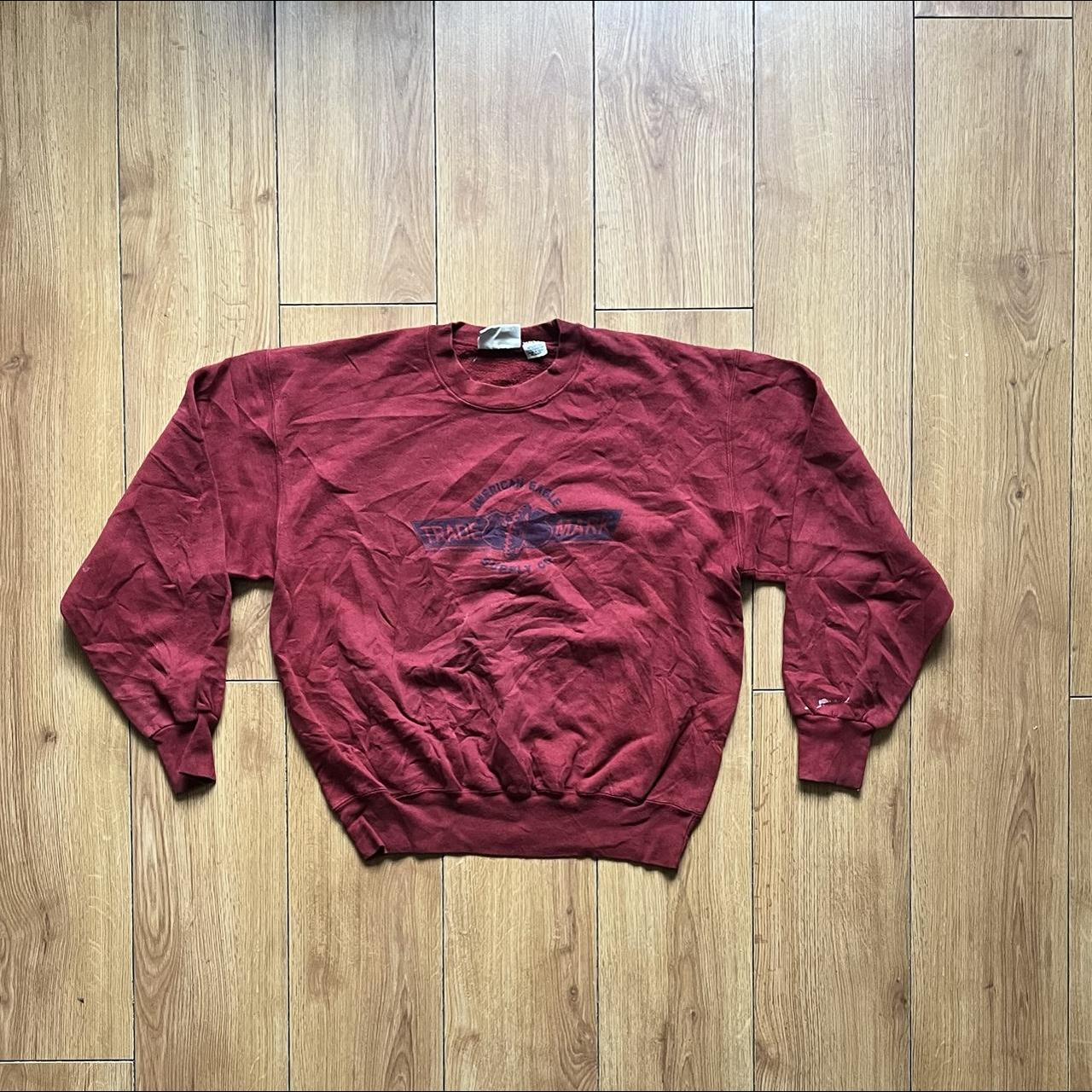 American Eagle Outfitters Mens Red And Navy Sweatshirt Depop