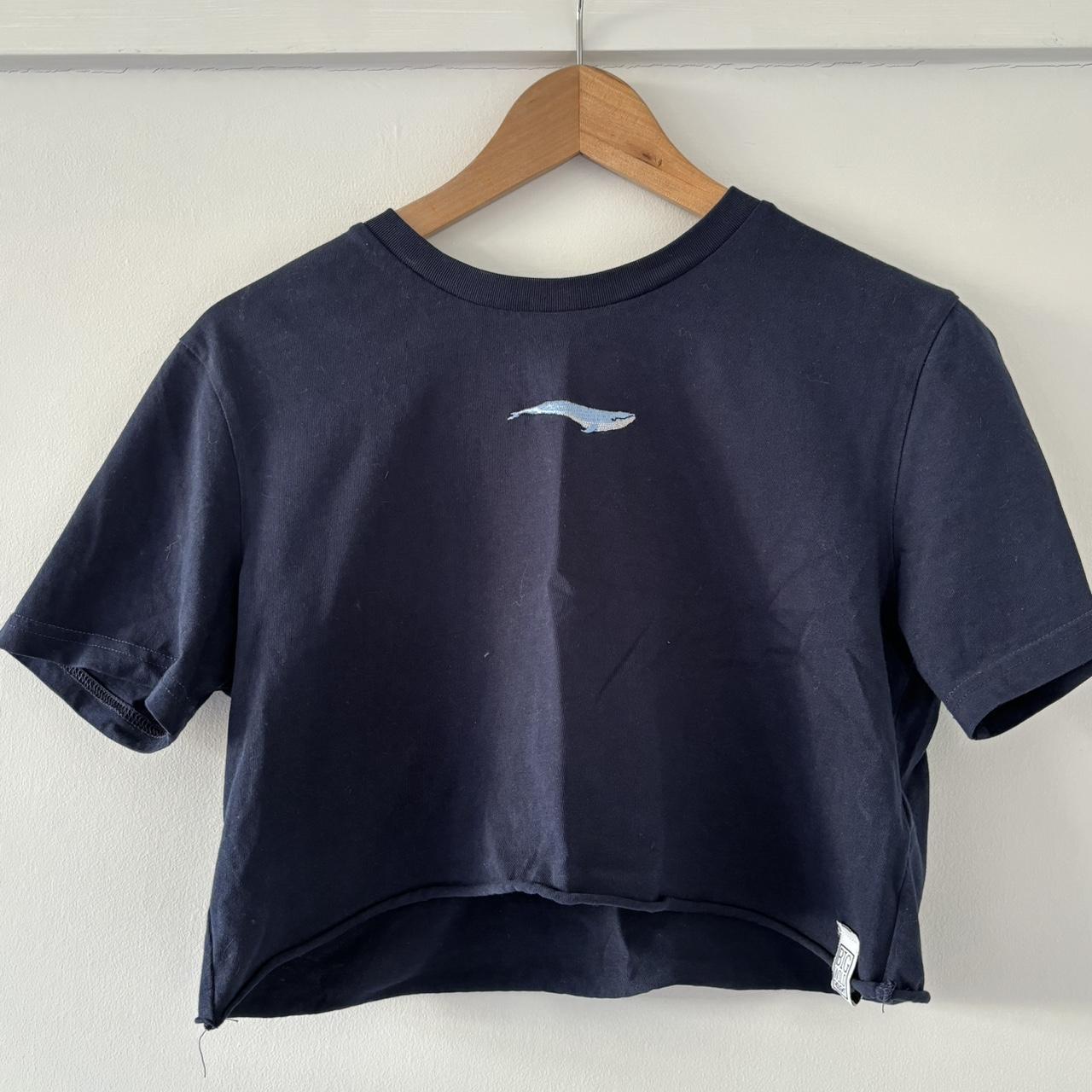Big wild thought cropped tee with blue whale... - Depop