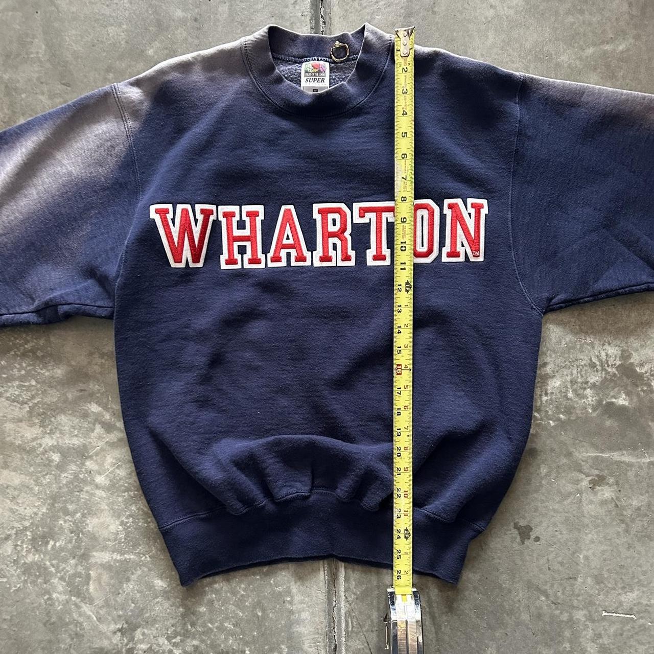 vintage 90s “WHARTON” spellout sweatshirt... - Depop