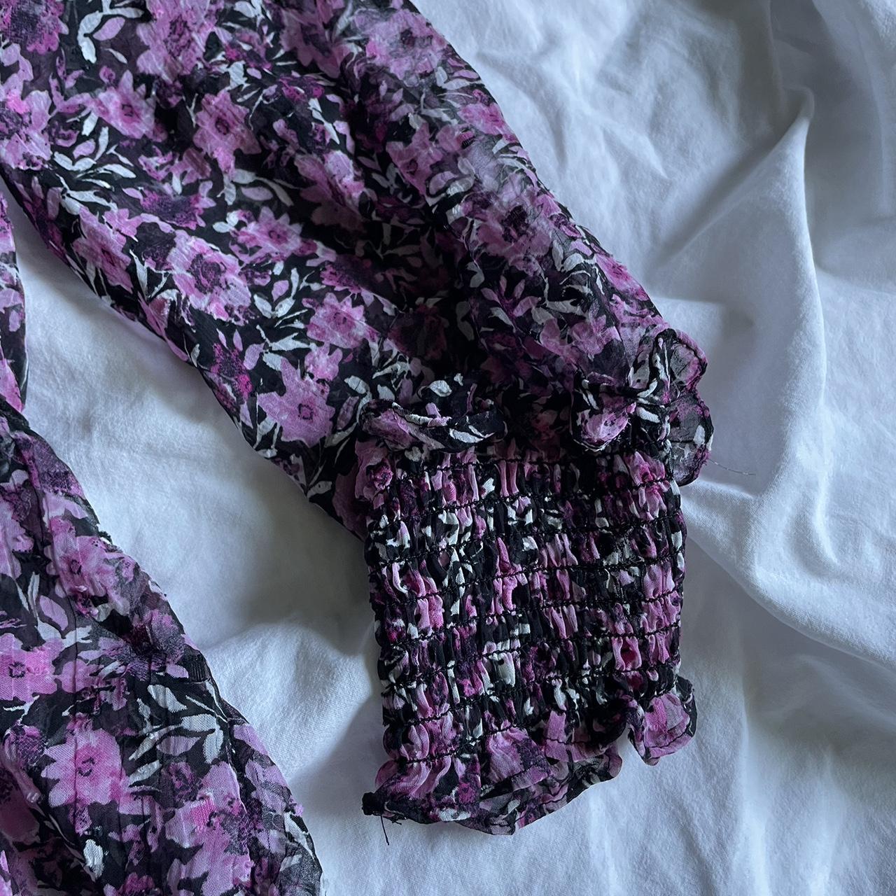 Zara see through flowy blouse with cuffed sleeves... - Depop