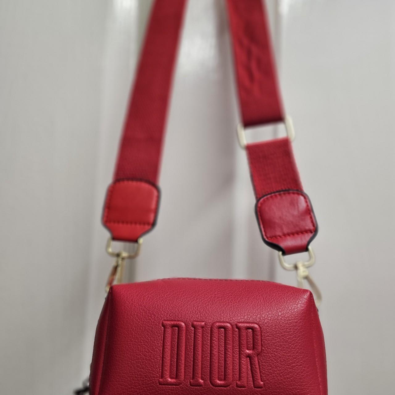 Dior Women's Red and Silver Bag | Depop