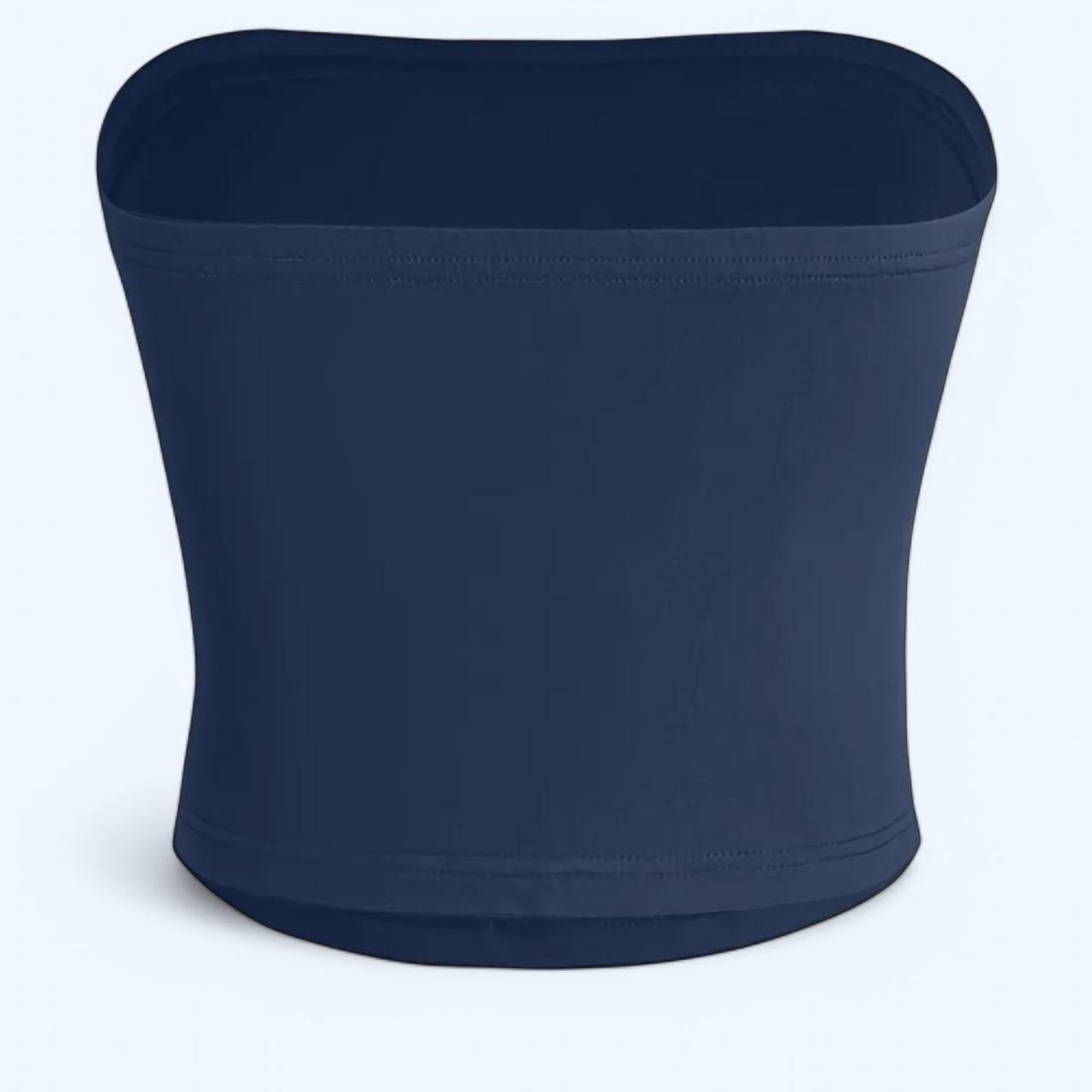 Navy blue tube top with white star design... | Depop
