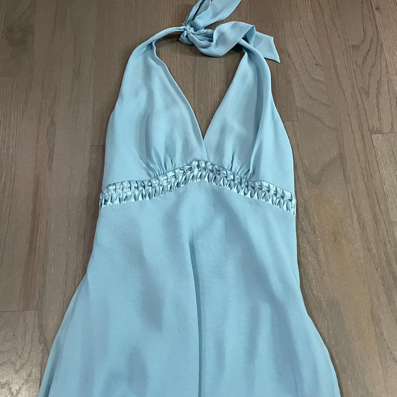 Gorgeous light blue halter midi dress The ends of... - Depop