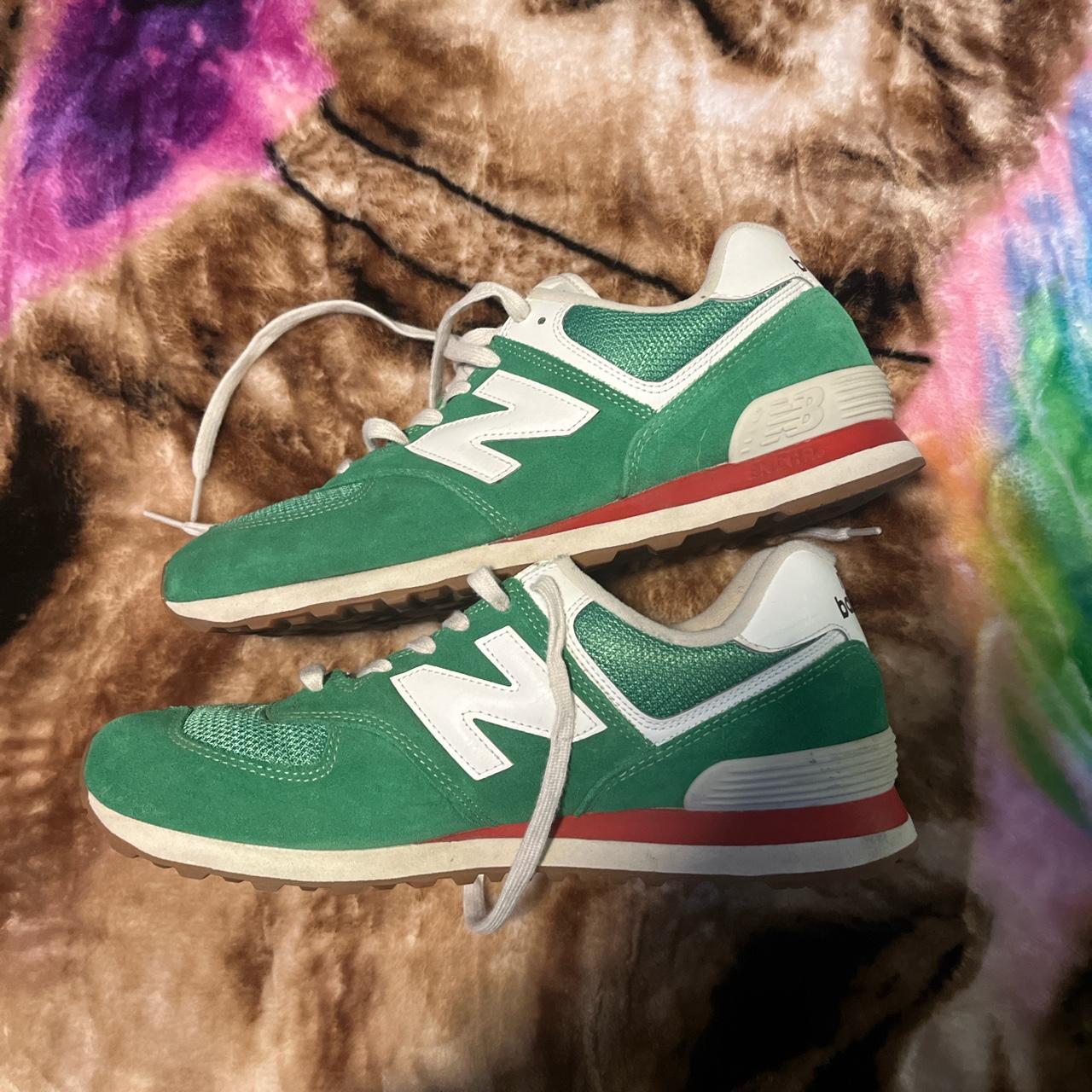 new balance 574 really good condition no rips no... - Depop