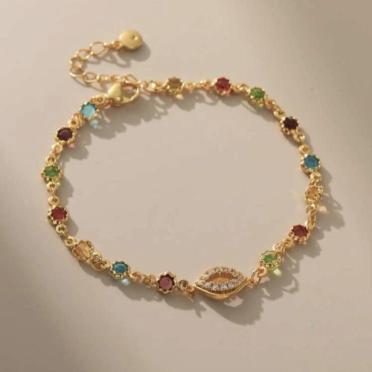 Super cute maximalist gold bracelet Adjustable... - Depop