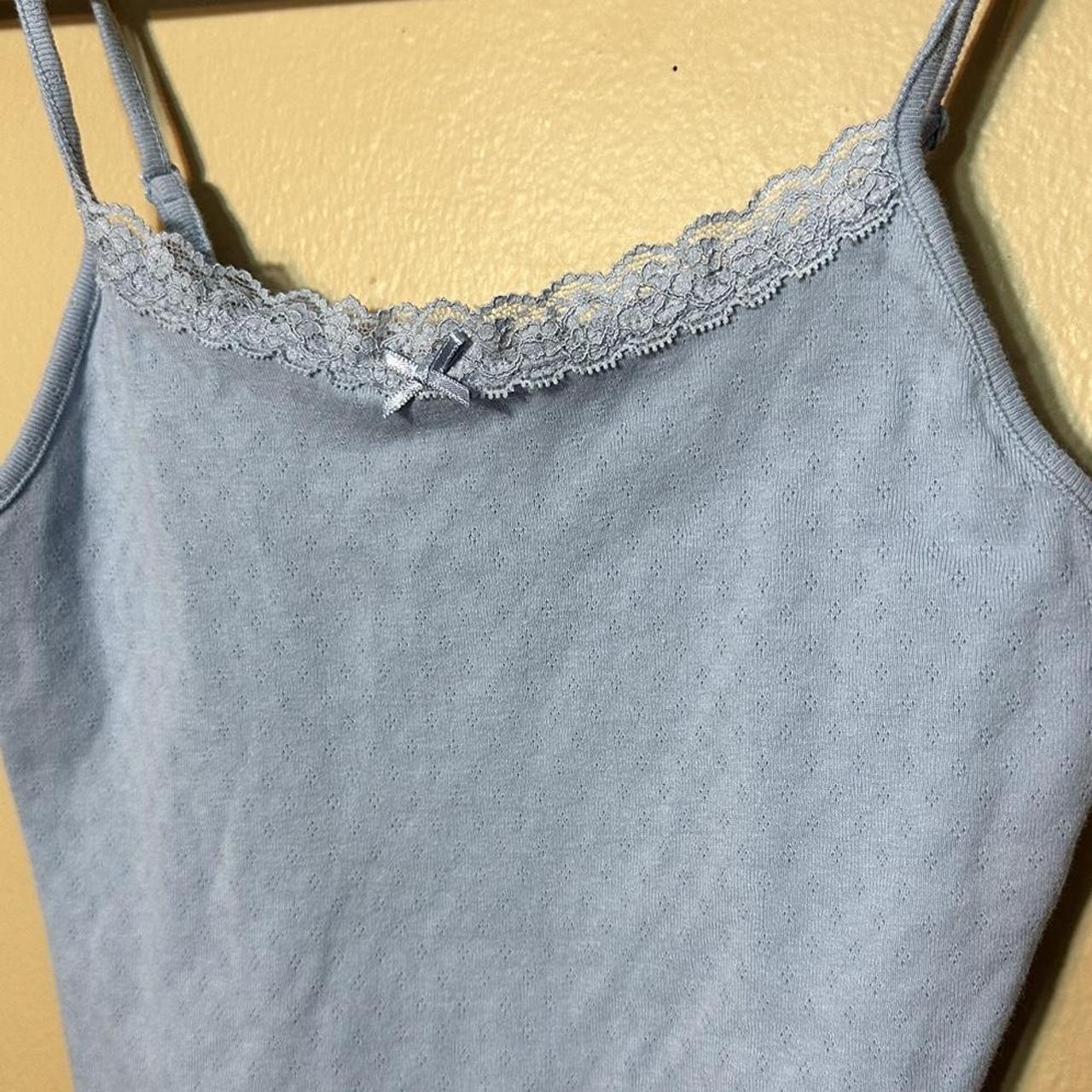 the cutest light blue cami crop top ☁️ lace neckline... - Depop