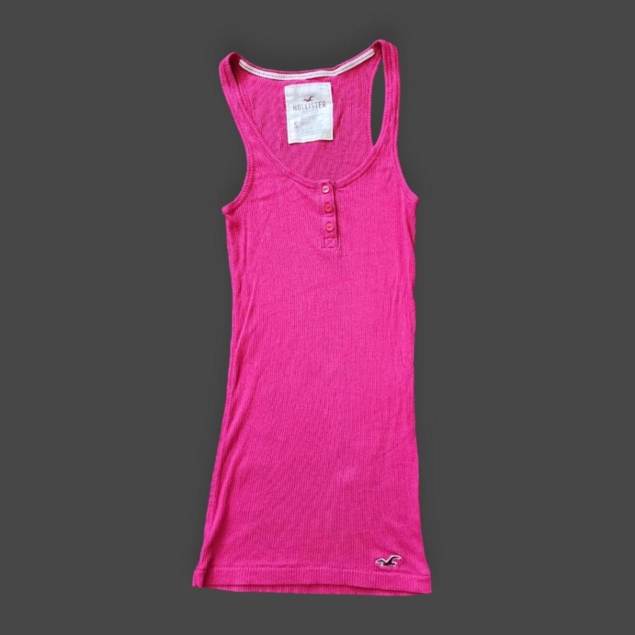️ Hot pink racerback stretch ribbed tank top with... | Depop