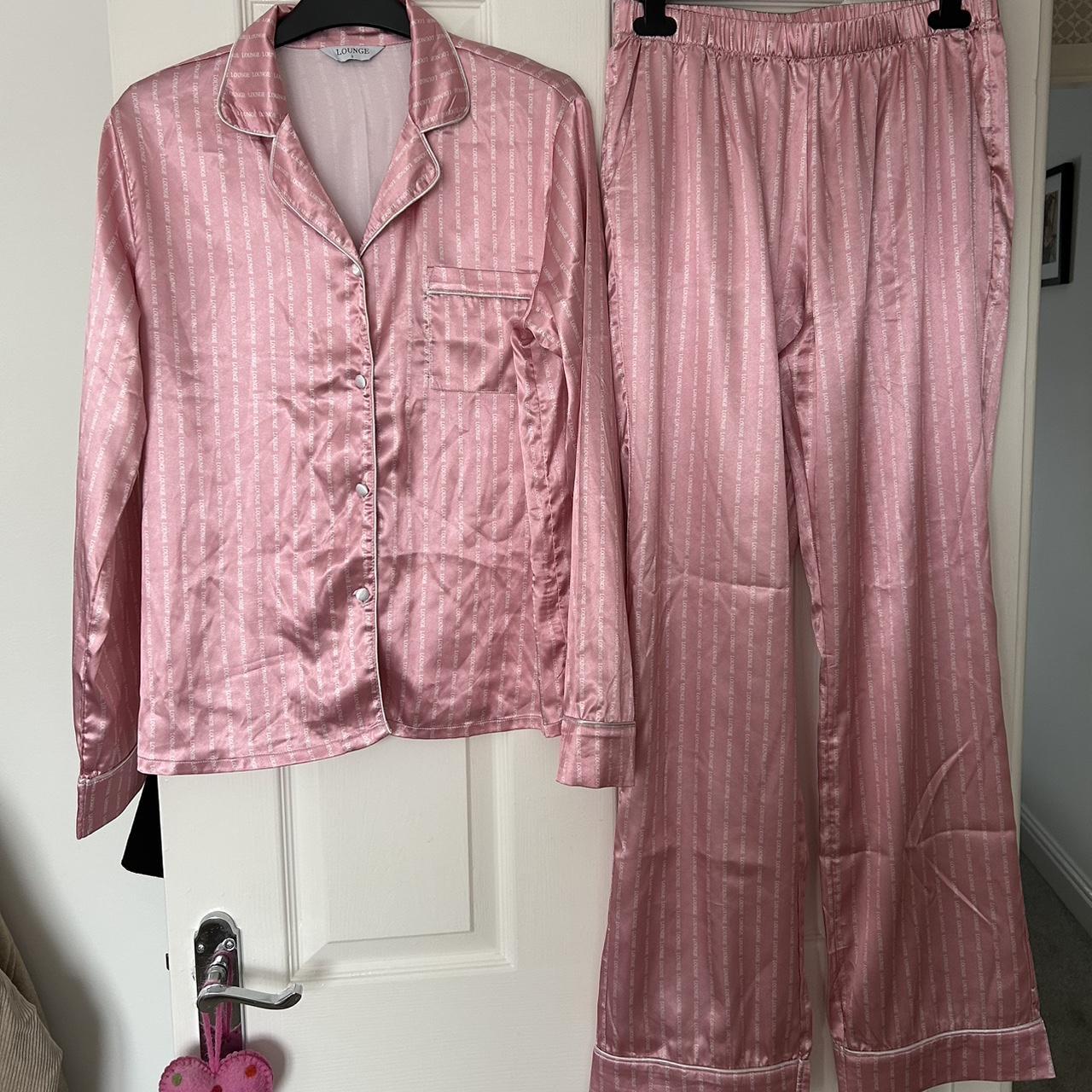 LOUNGE pink satin pyjamas Top worn a couple times,... - Depop