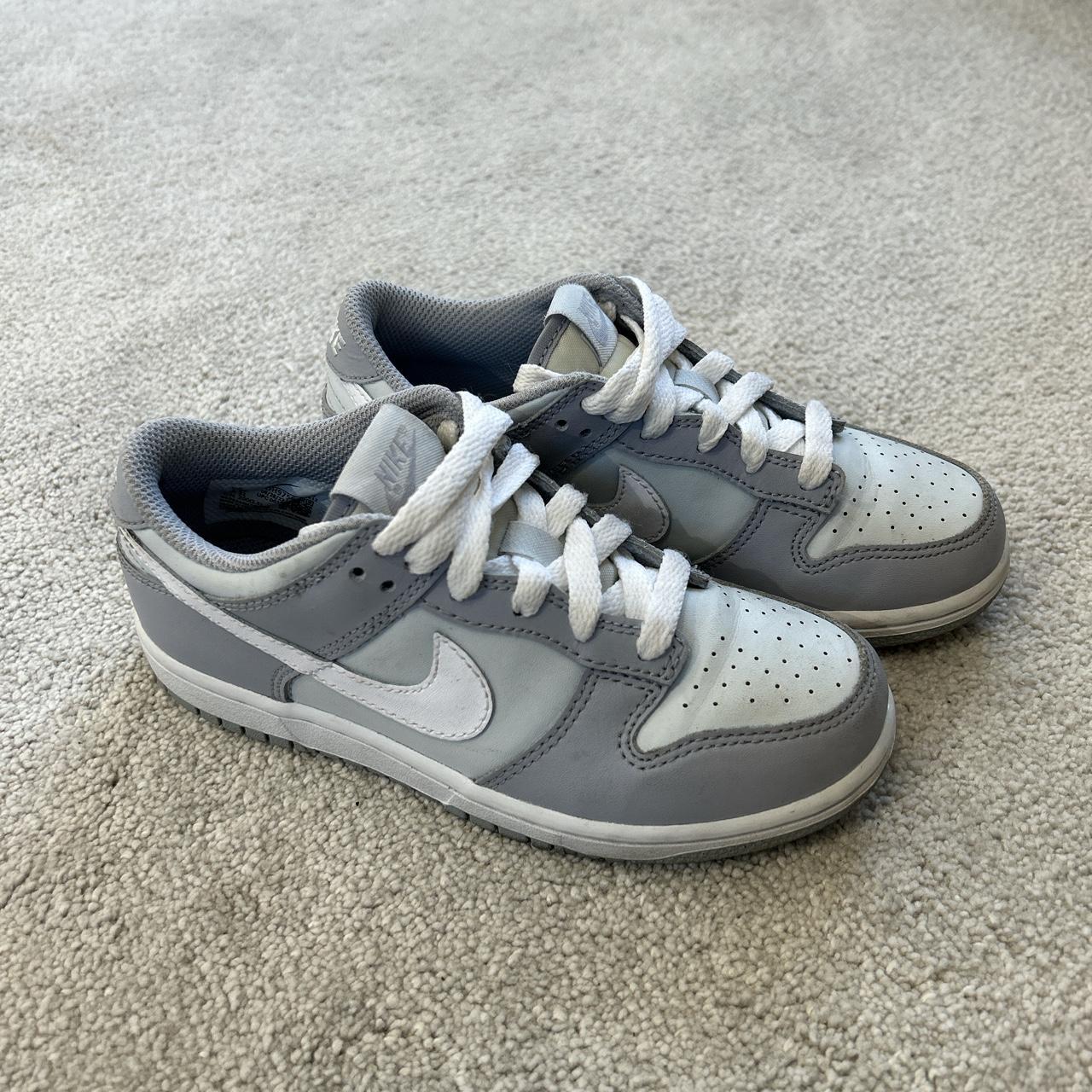 Nike grey junior low dunks UK size 13.5. Minimal... - Depop