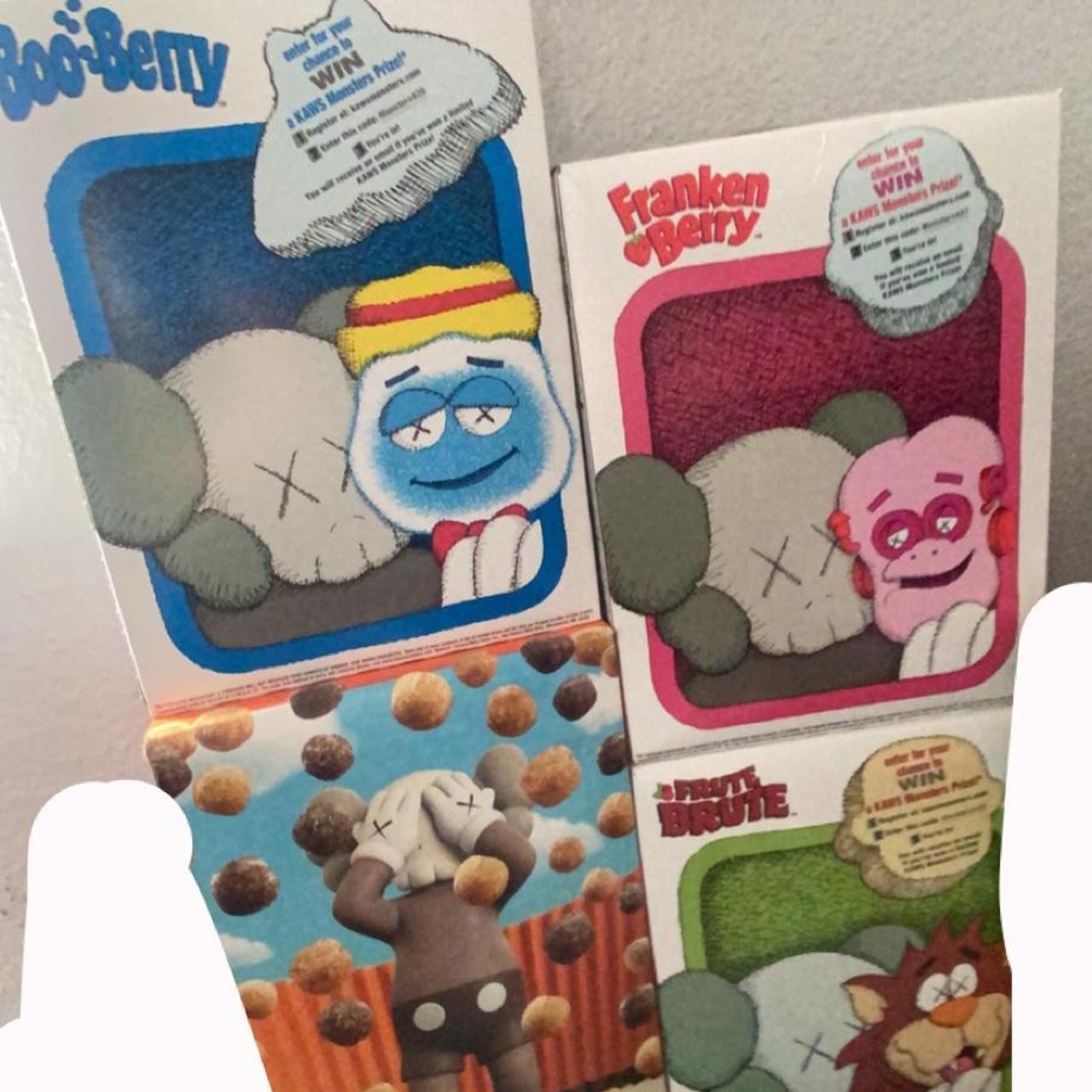 All 4 of the kaws cereals (chocolate one is not in... - Depop