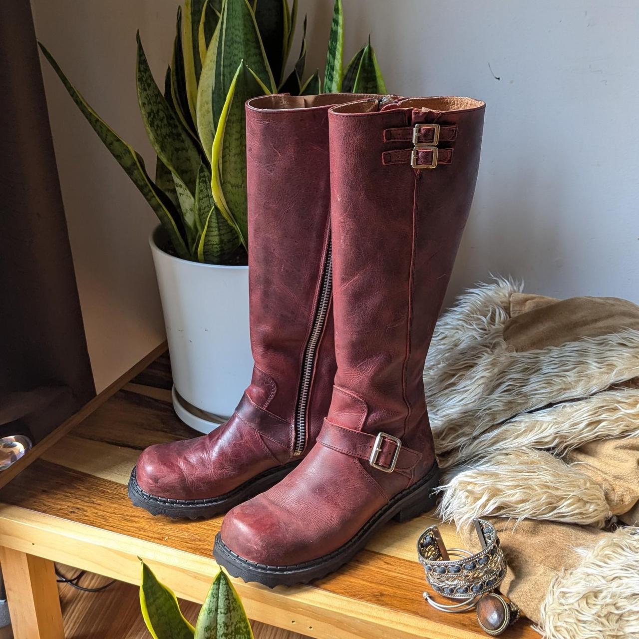Gorgeous genuine red leather knee high boots by John... - Depop