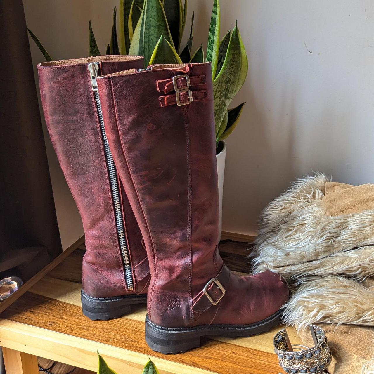 Gorgeous genuine red leather knee high boots by John... - Depop