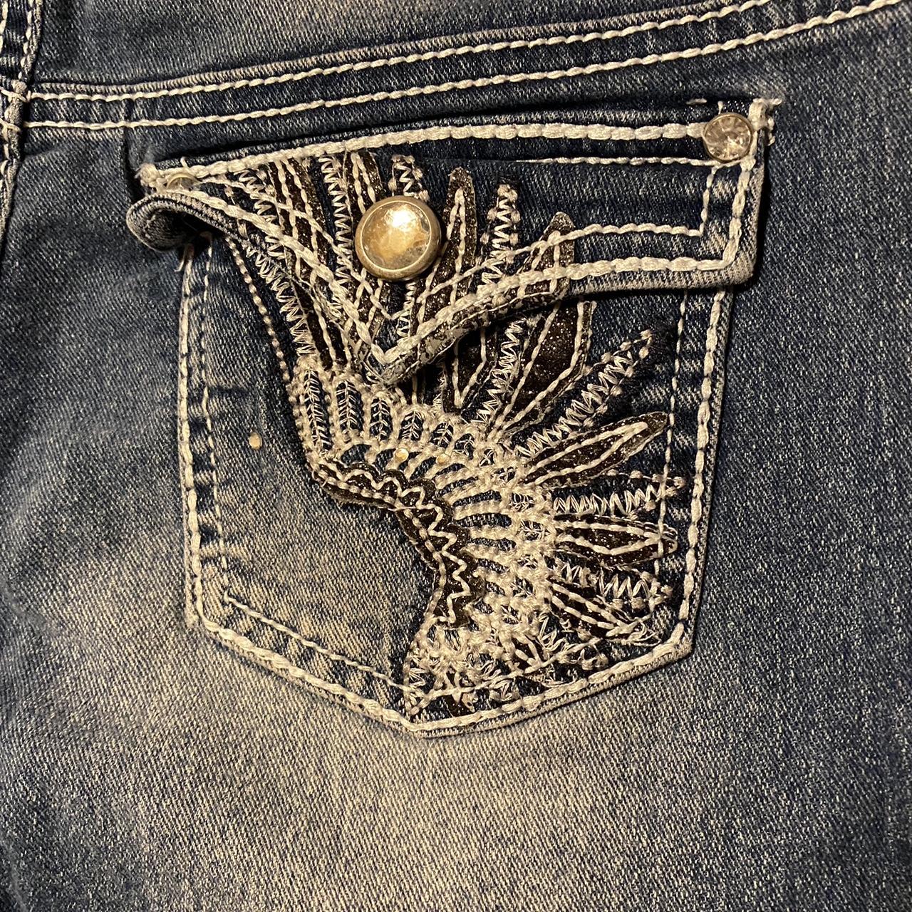 2000s Arizona jeans with cute angel wing pocket design - Depop