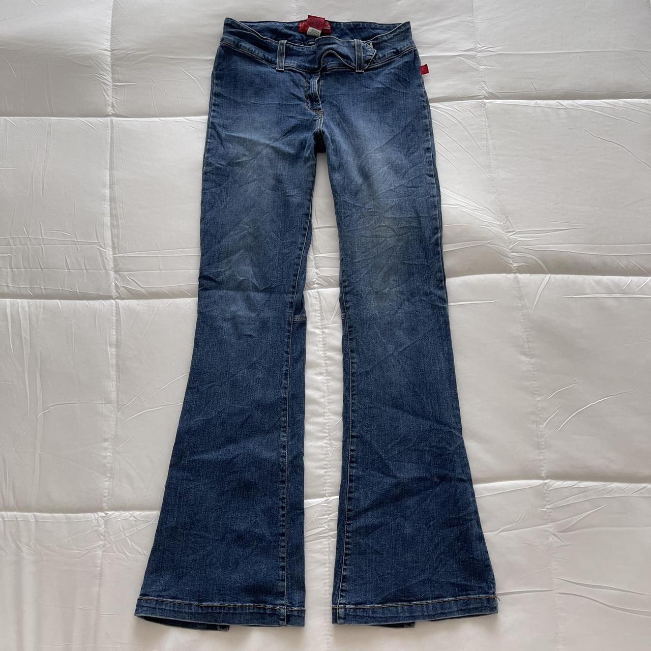Vintage 90s low rise jeans blue low waisted... - Depop