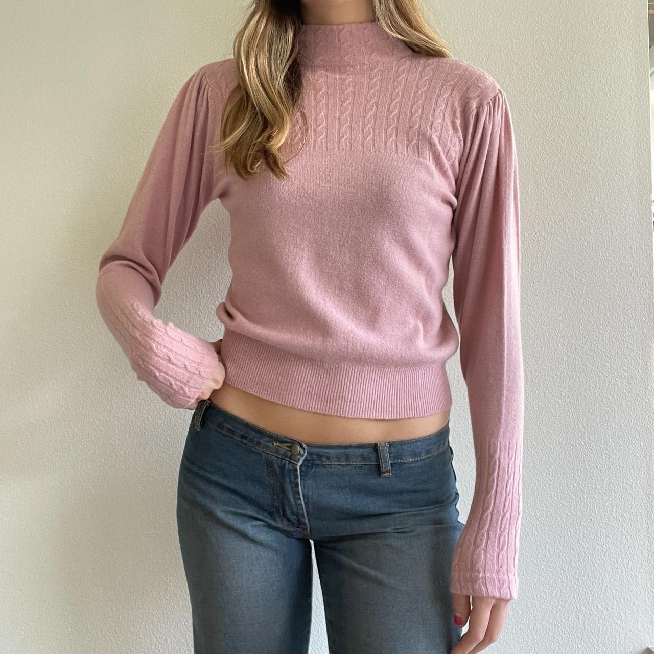 Vintage 90s pink angora sweater prettiest pink... | Depop