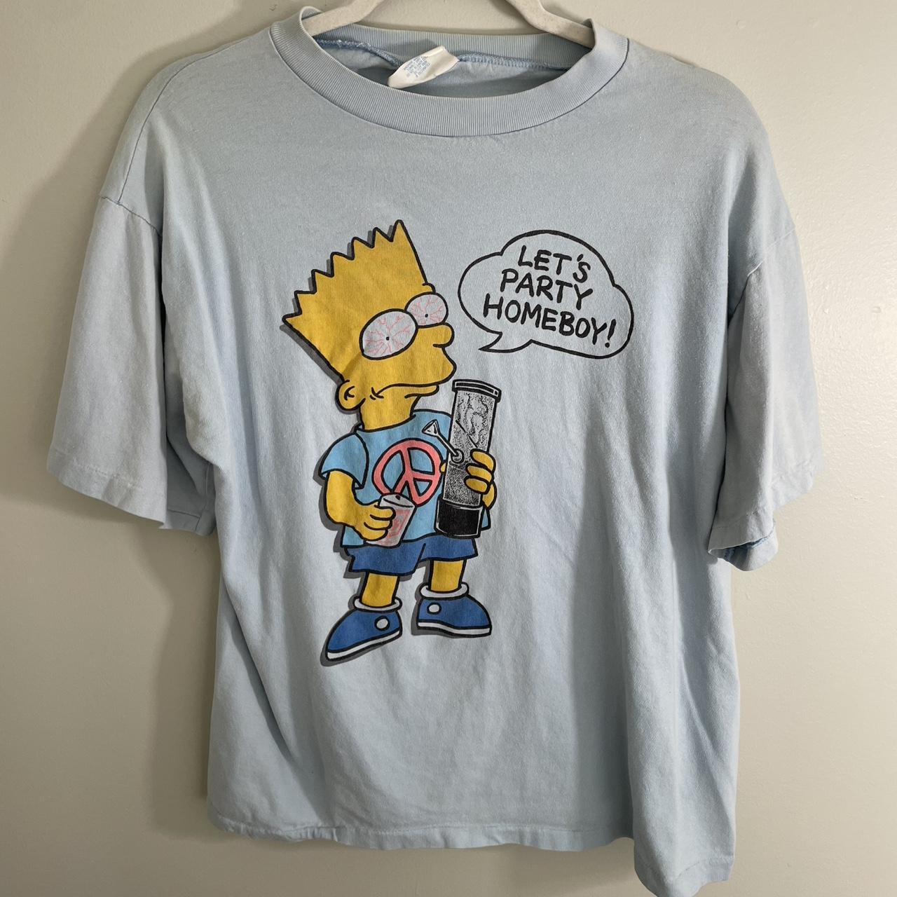 Vintage 90s Blue Bart Simpson "Let's Party Homeboy"... | Depop