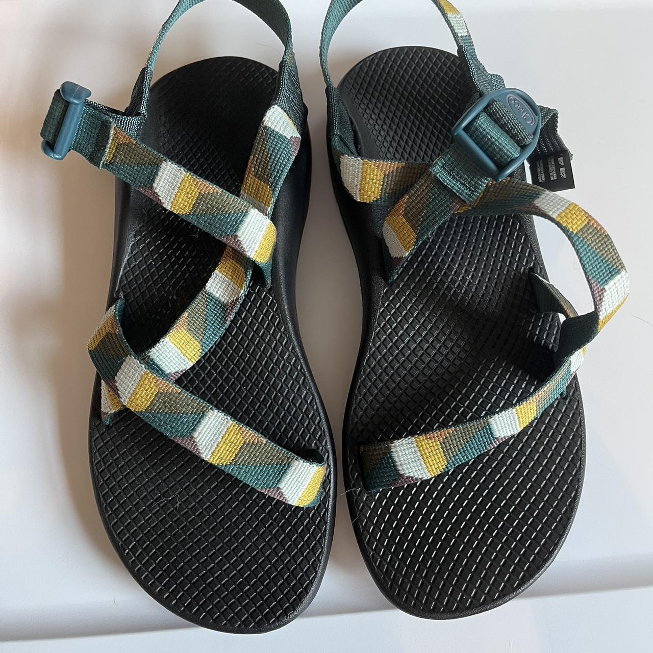 Chaco Women's Green and Khaki Sandals | Depop