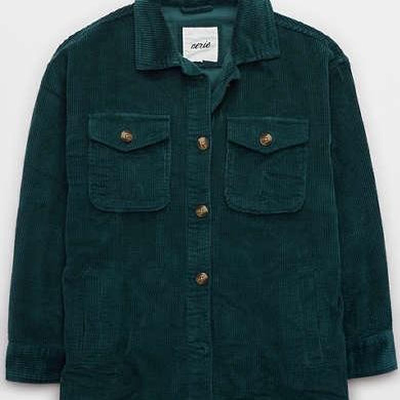 Emerald green shacket Size medium Worn and washed... - Depop