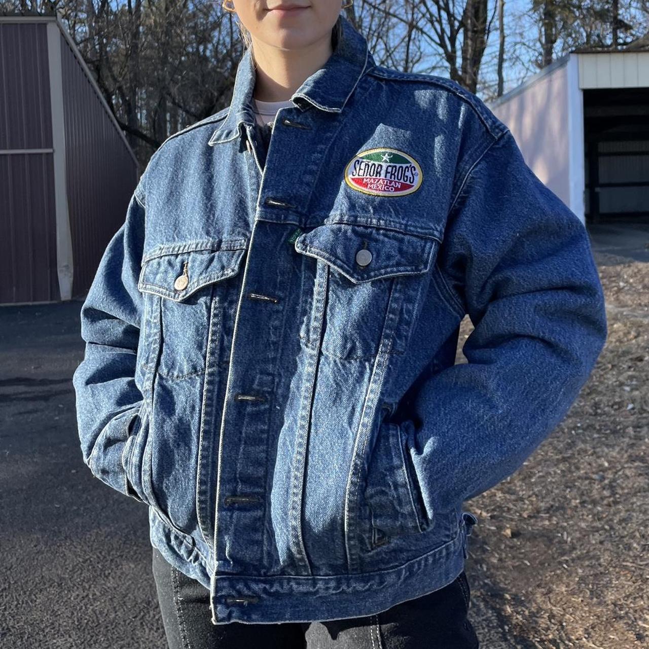 Senor Frogs Jean jacket says it’s size S but fits... | Depop