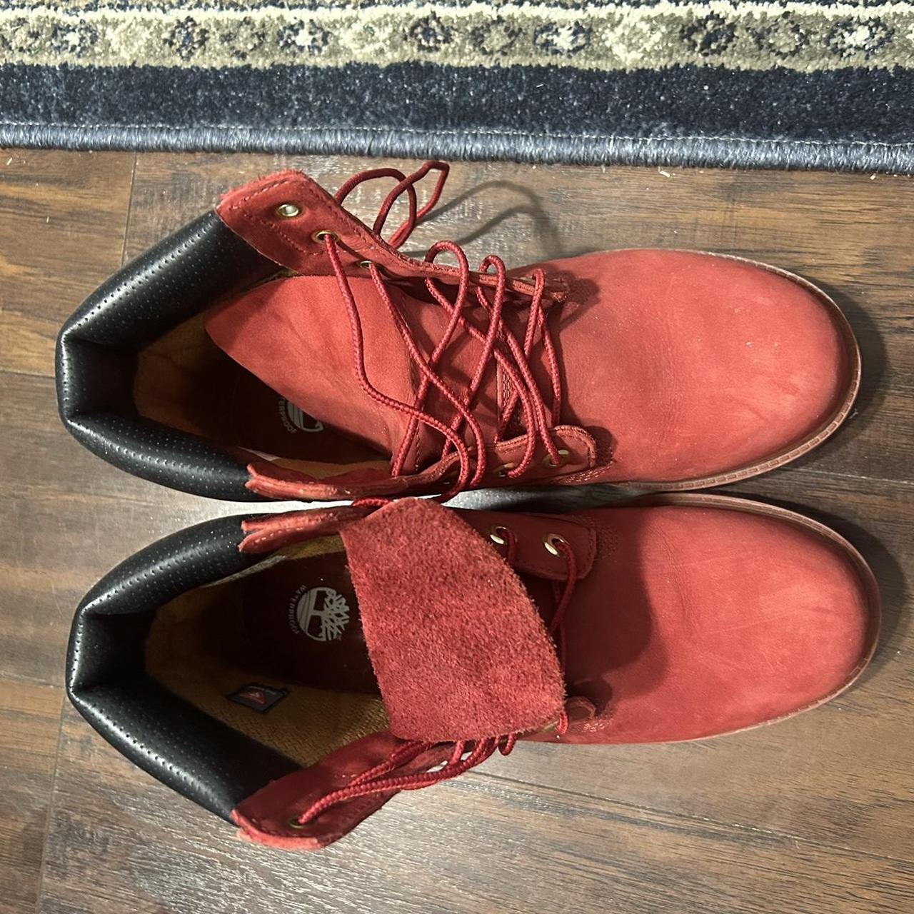 Barely Worn Red Timberland boots U.S 6.5 - Depop