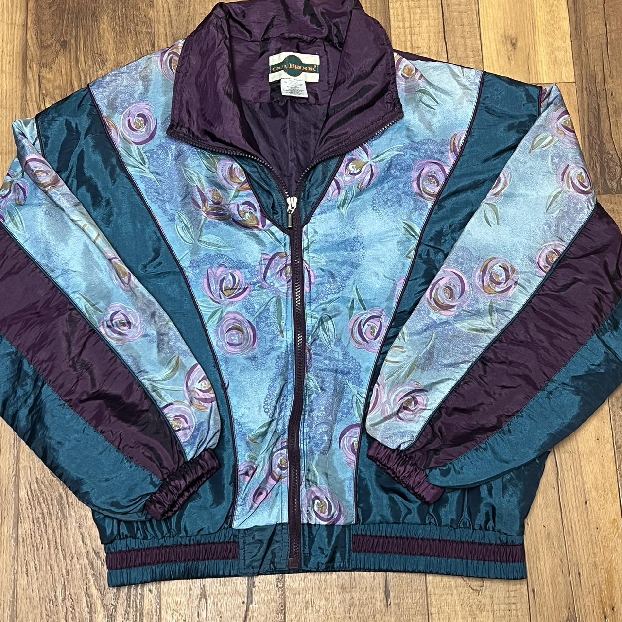 Vintage Outbrook Women’s Floral Full Zip Up... - Depop