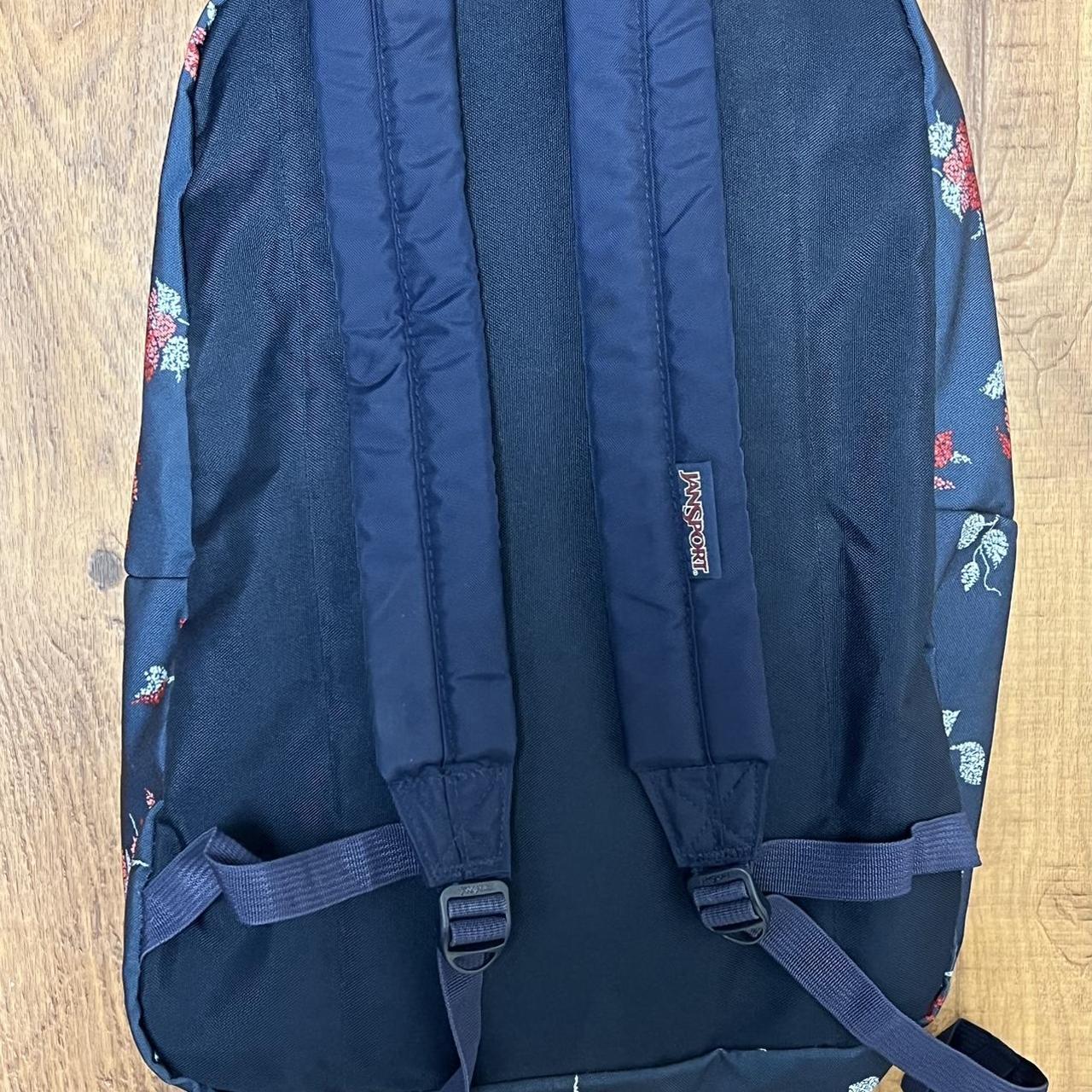 Jansport Navy Blue Floral Backpack - Great Condition - Depop