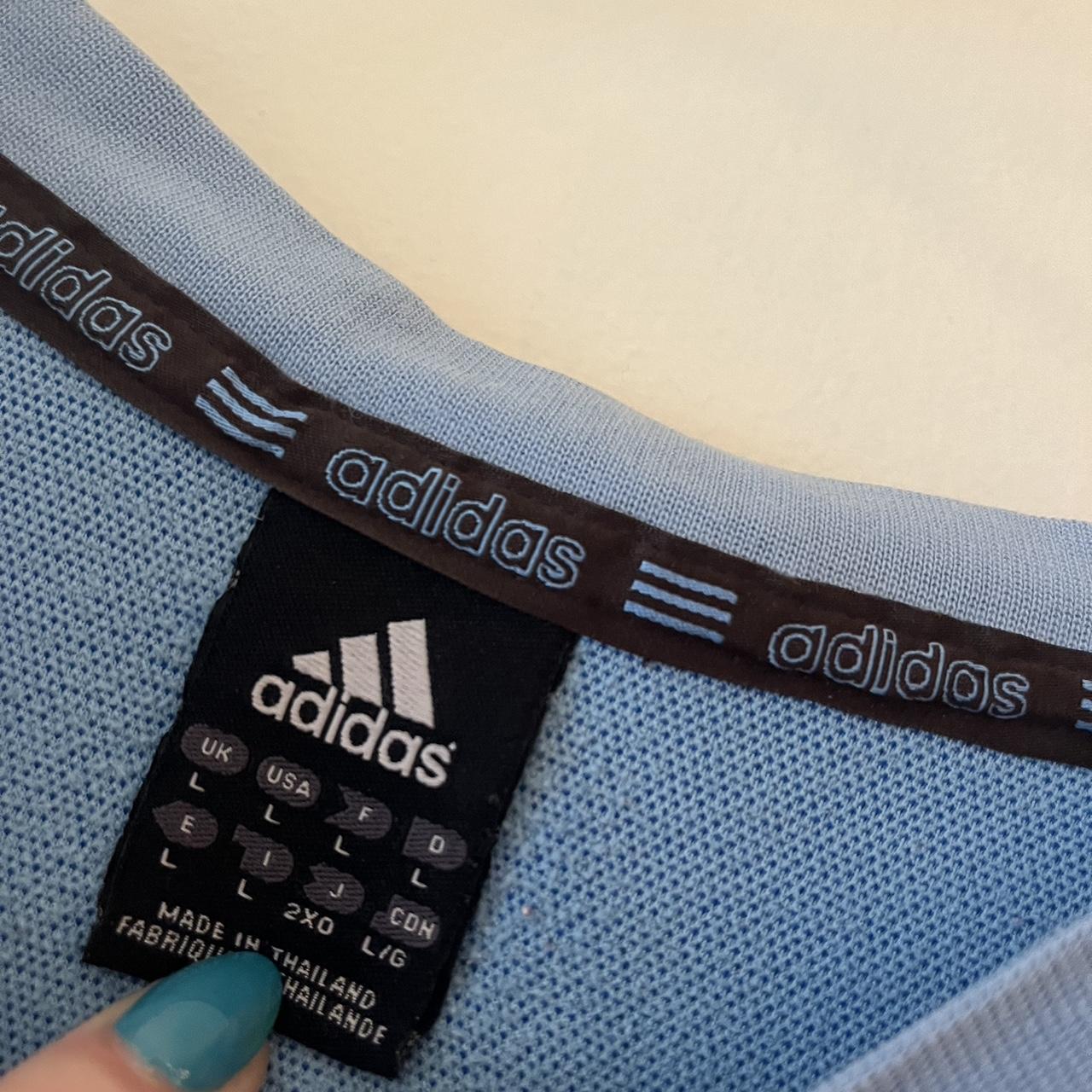 adidas long sleeve shirt Light blue, striped... - Depop