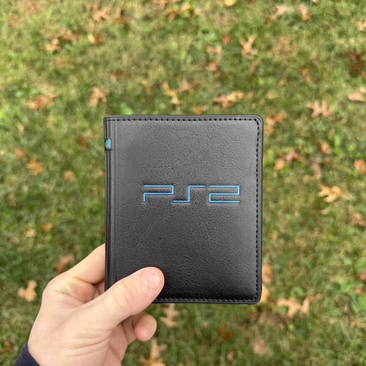 Black Leather PS2 Wallet nice 3 fold wallet, can... | Depop