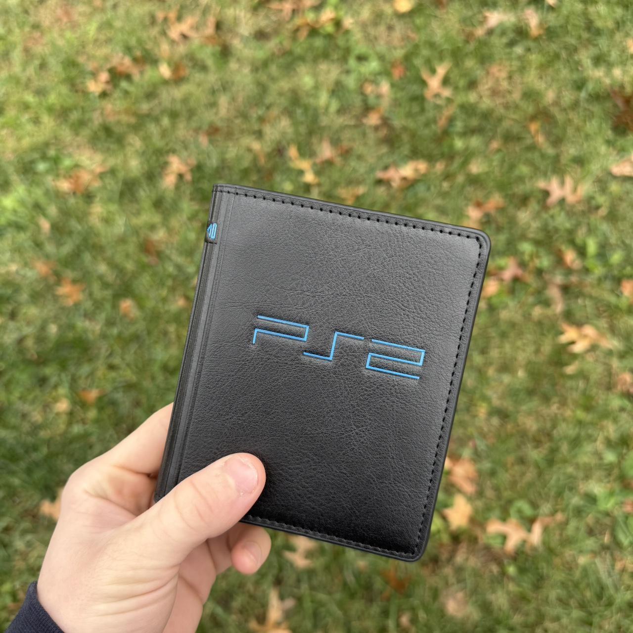 Black Leather PS2 Wallet nice 3 fold wallet, can... | Depop