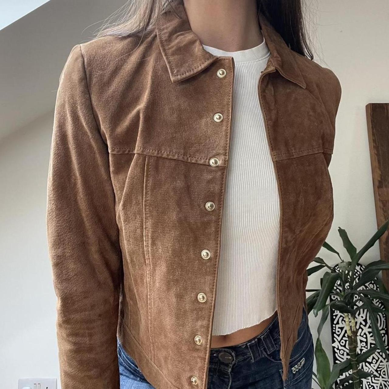 Brown leather suede cropped jacket ~Beautifully... - Depop
