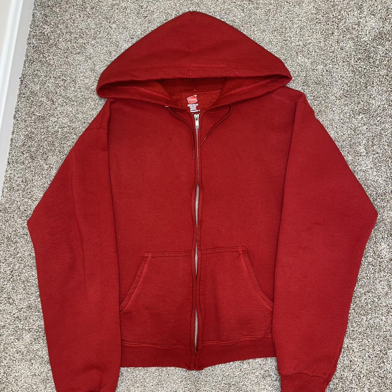 Red Zip-Up Hoodie - Depop