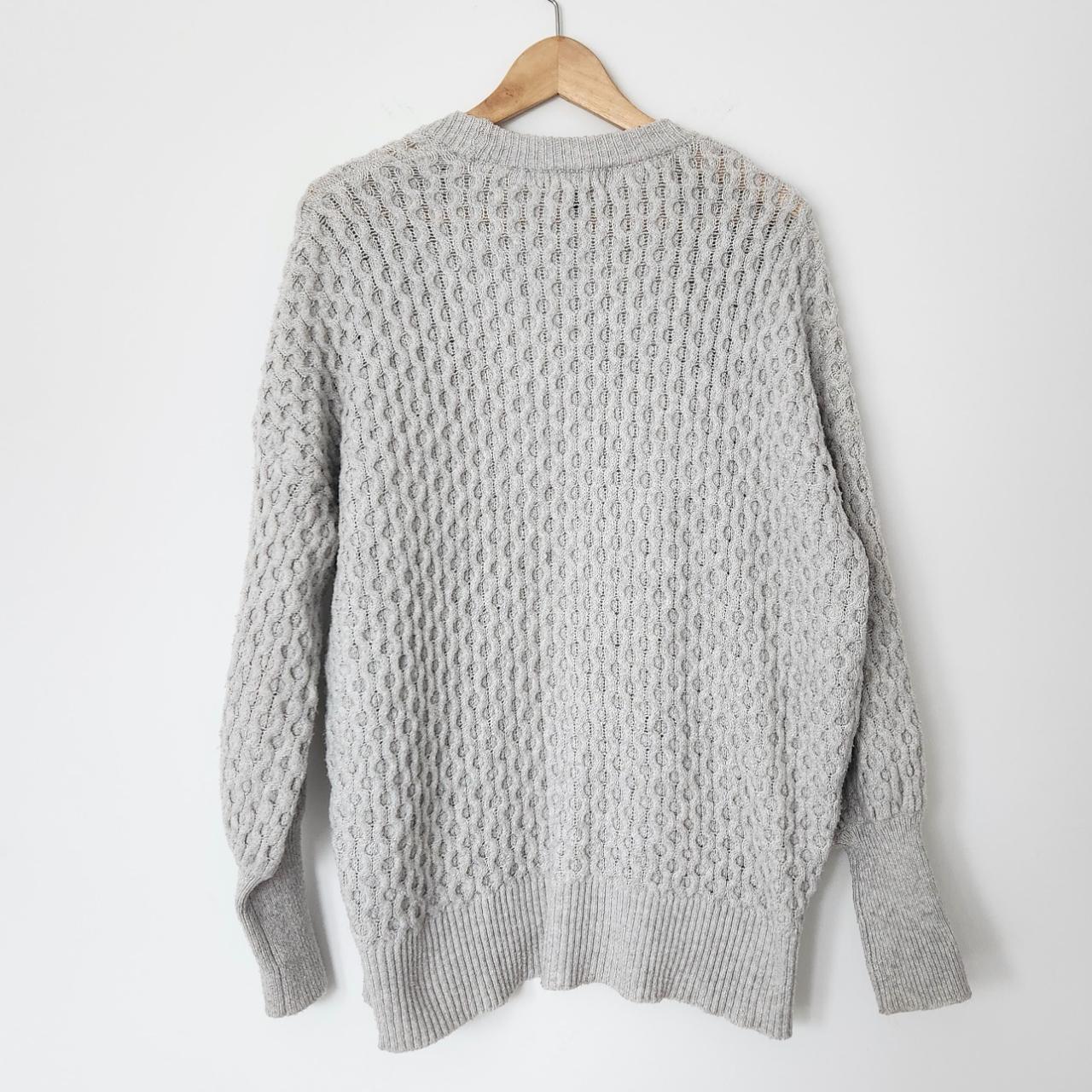🤍 Gray Oversized Honeycomb Cable Knit Cardigan L Depop