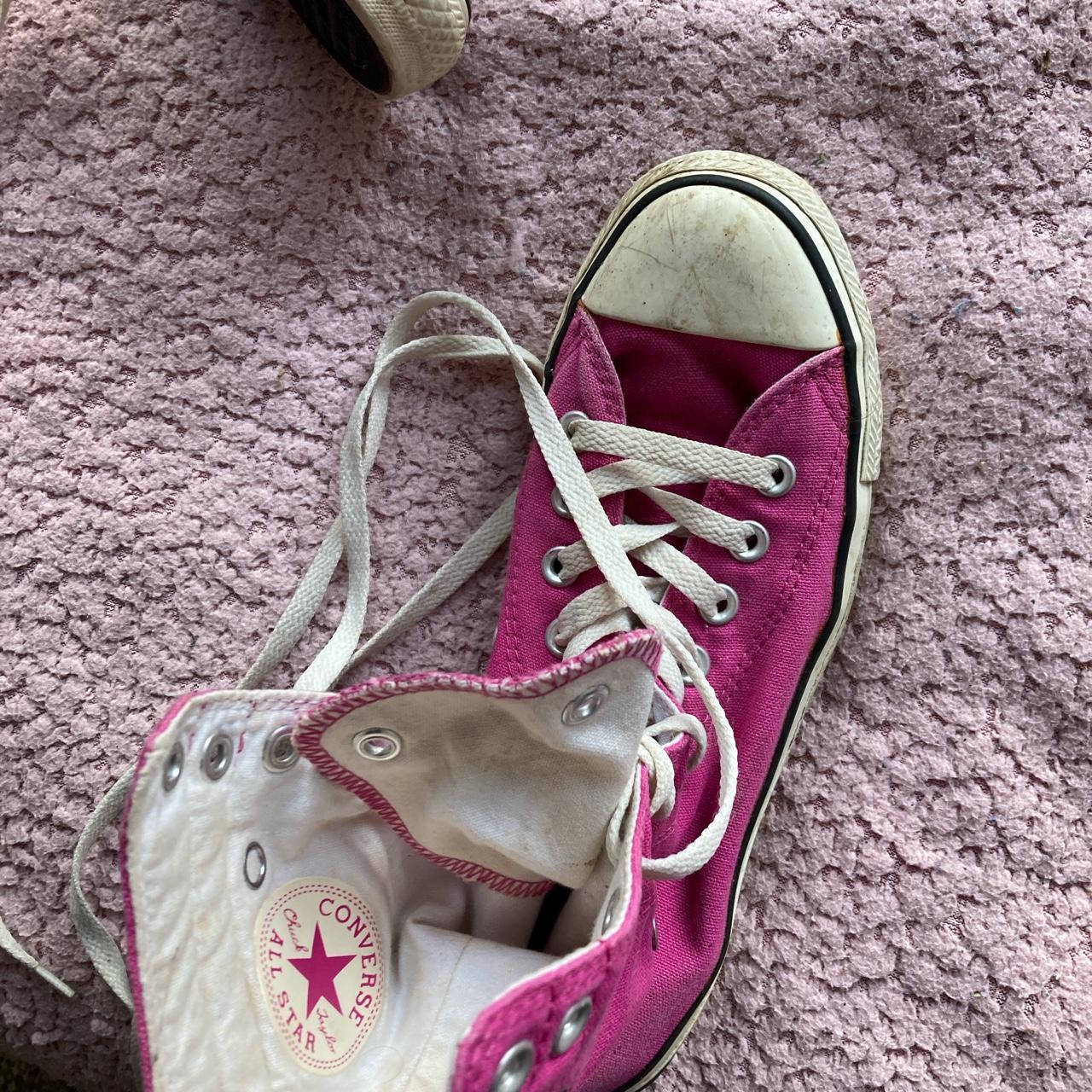 Super high top hot pink converse all star lace-up... - Depop