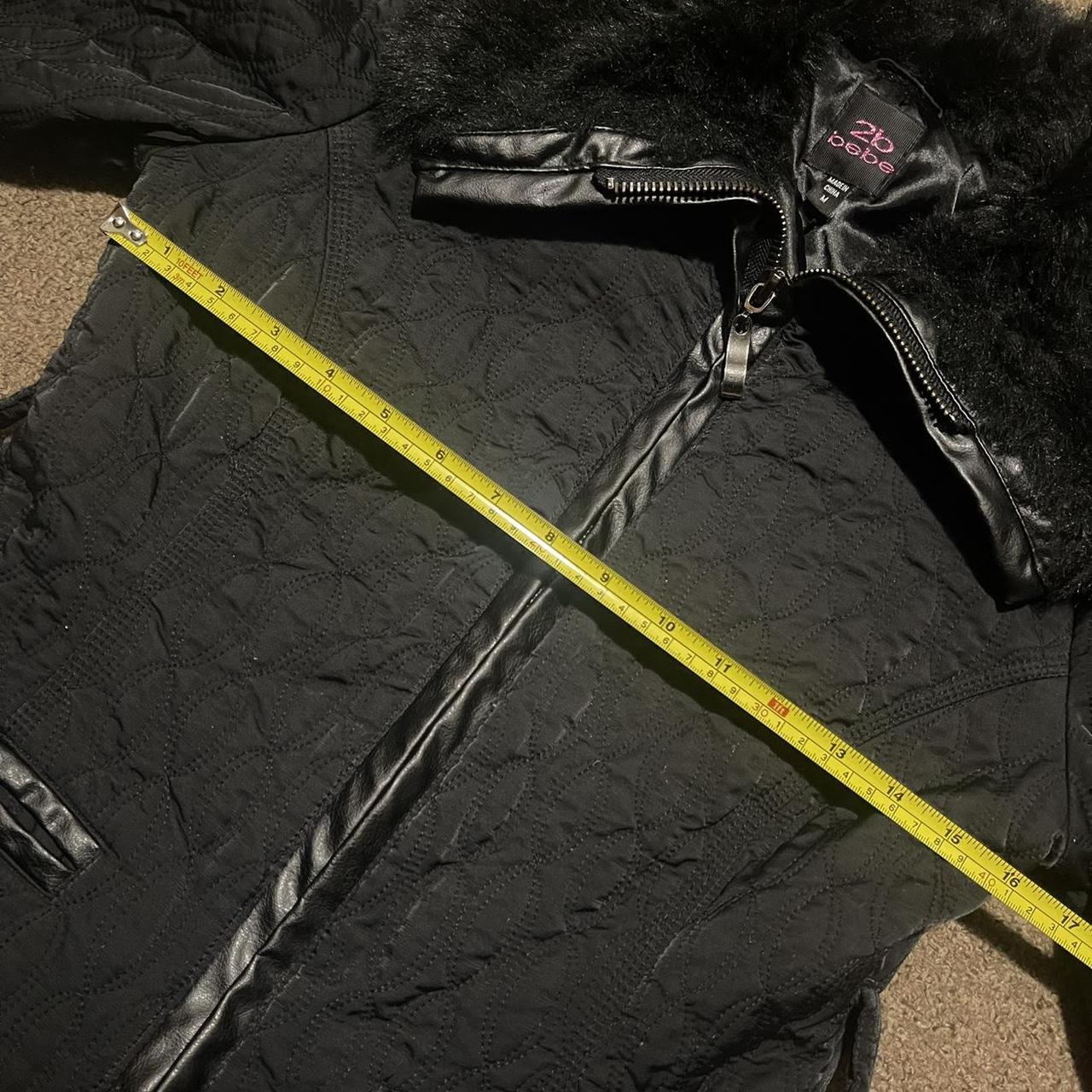 Early 2000s Y2K 2B BEBE Quilted Jacket Fur Collar... - Depop