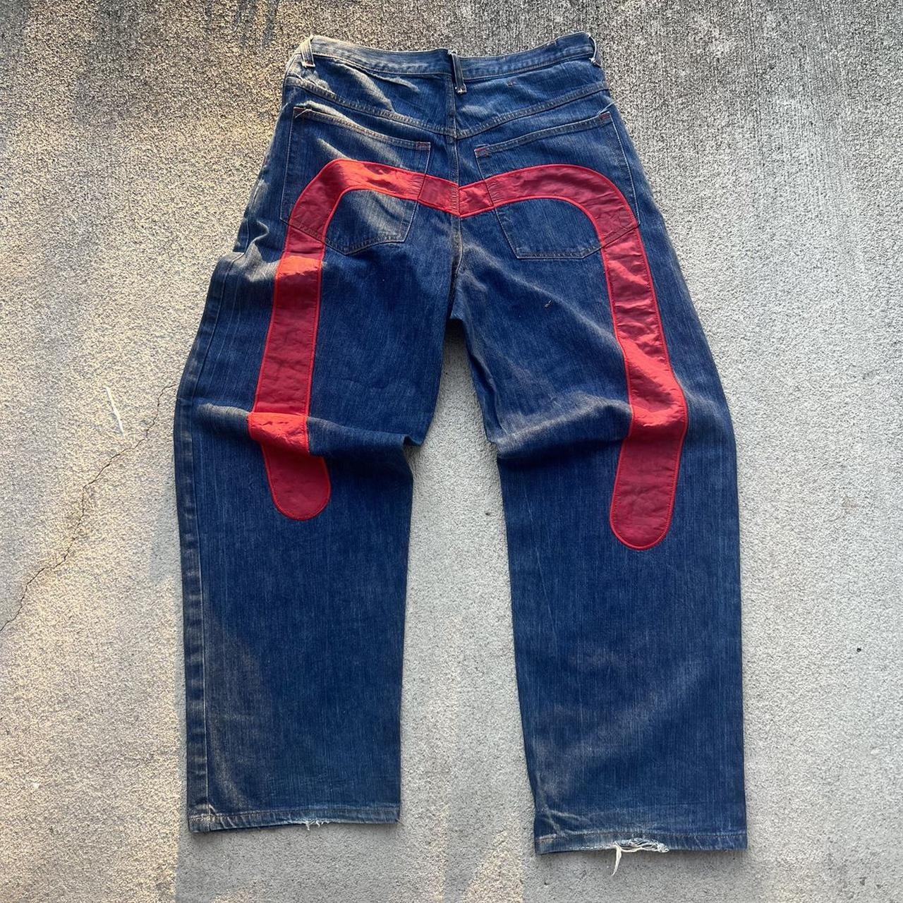 Crazy vintage Y2K Evisu baggy wide leg jeans hip hop... - Depop