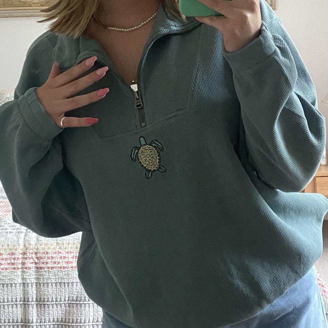 Ghanda Clothing quarter zip light green with... - Depop