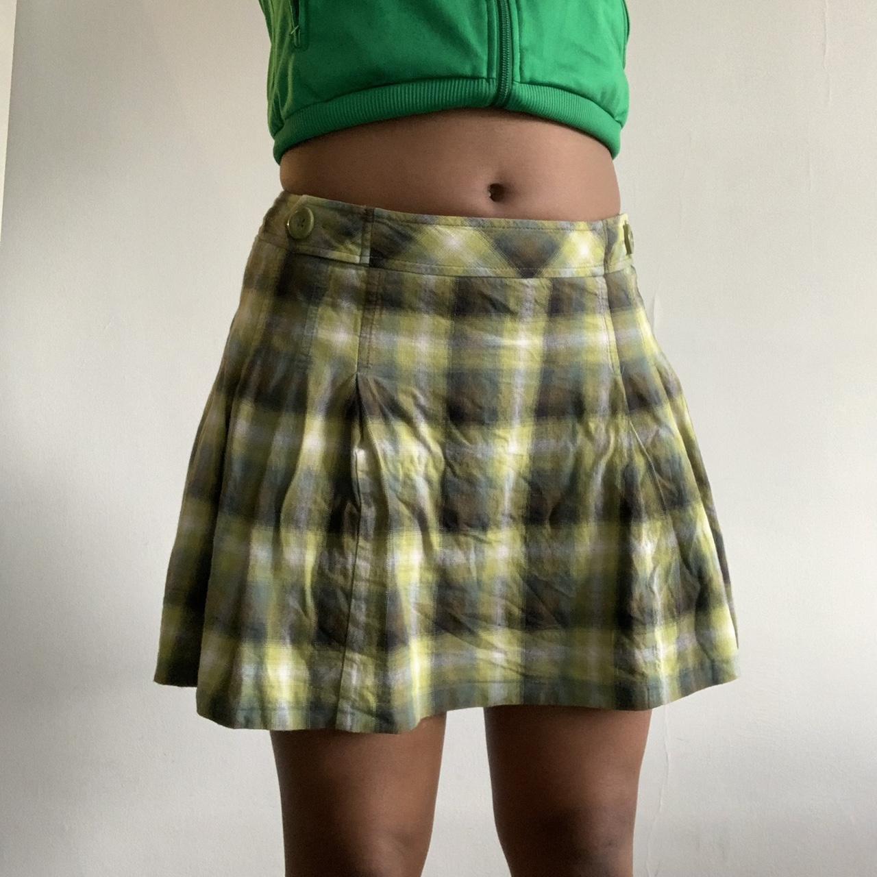 Green Tartan Mini Skirt ๐๐๐ Green Yellow And Black Depop