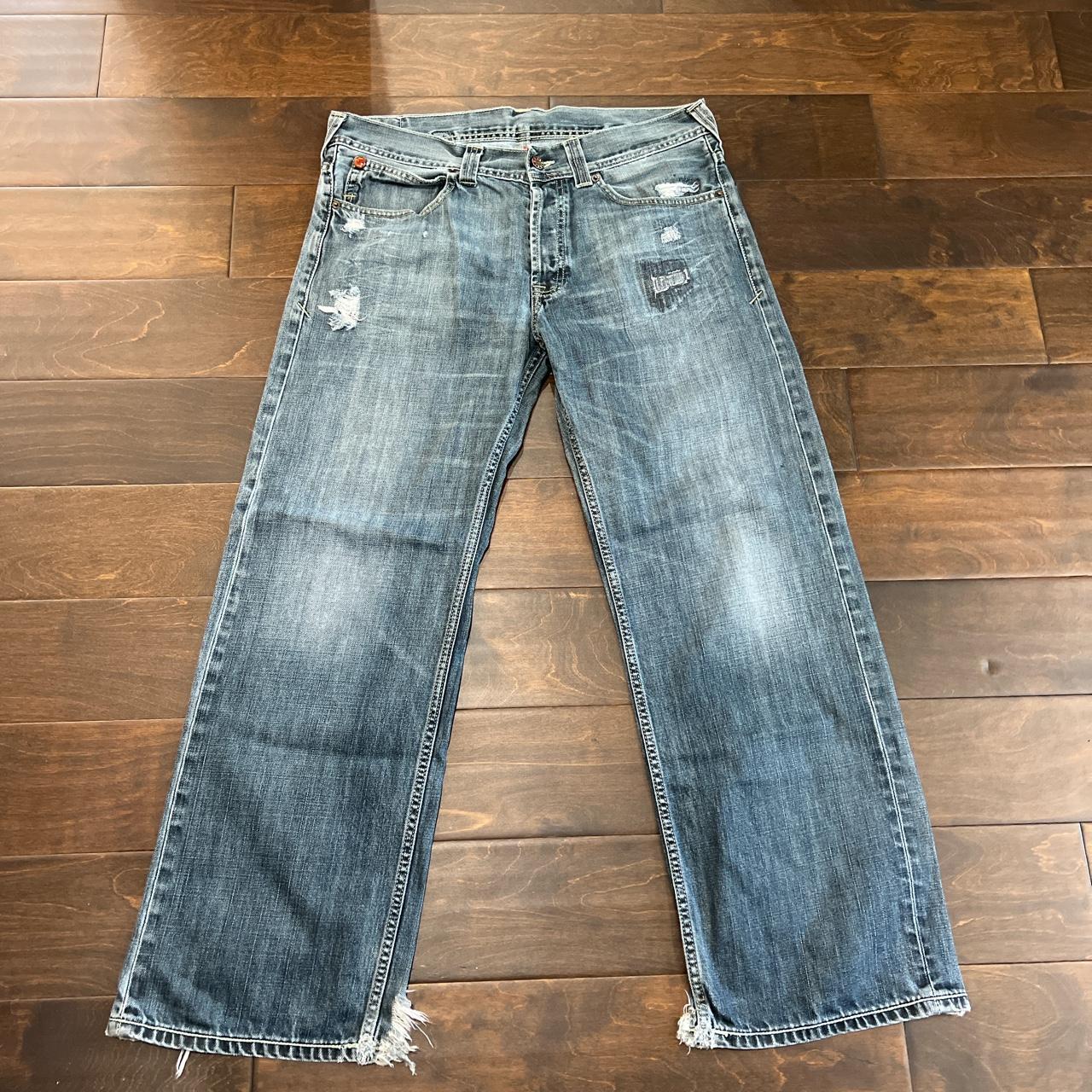 vintage evisu x puma jeans size 36x32 sick wash and... - Depop