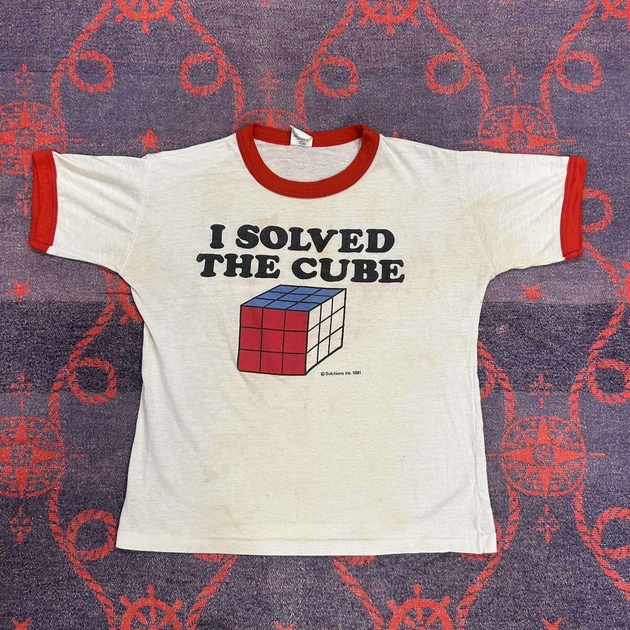 Vintage Rubiks cube tee shirt some yellowing... - Depop
