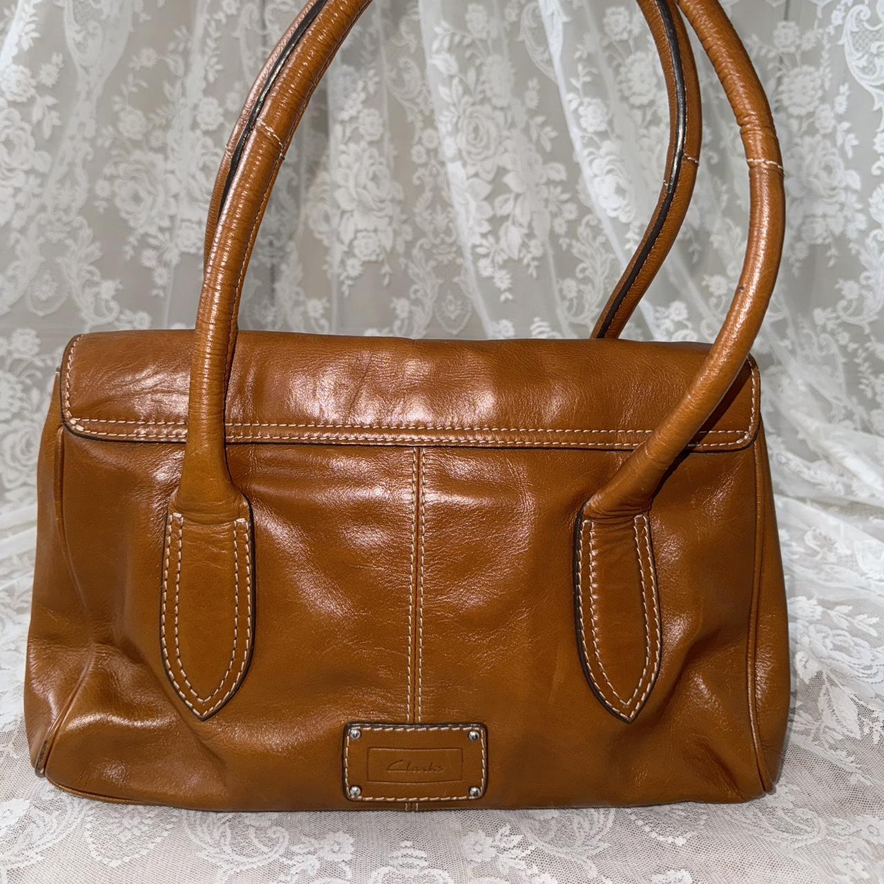 brown vintage 90s leather clarks bag in such good... - Depop