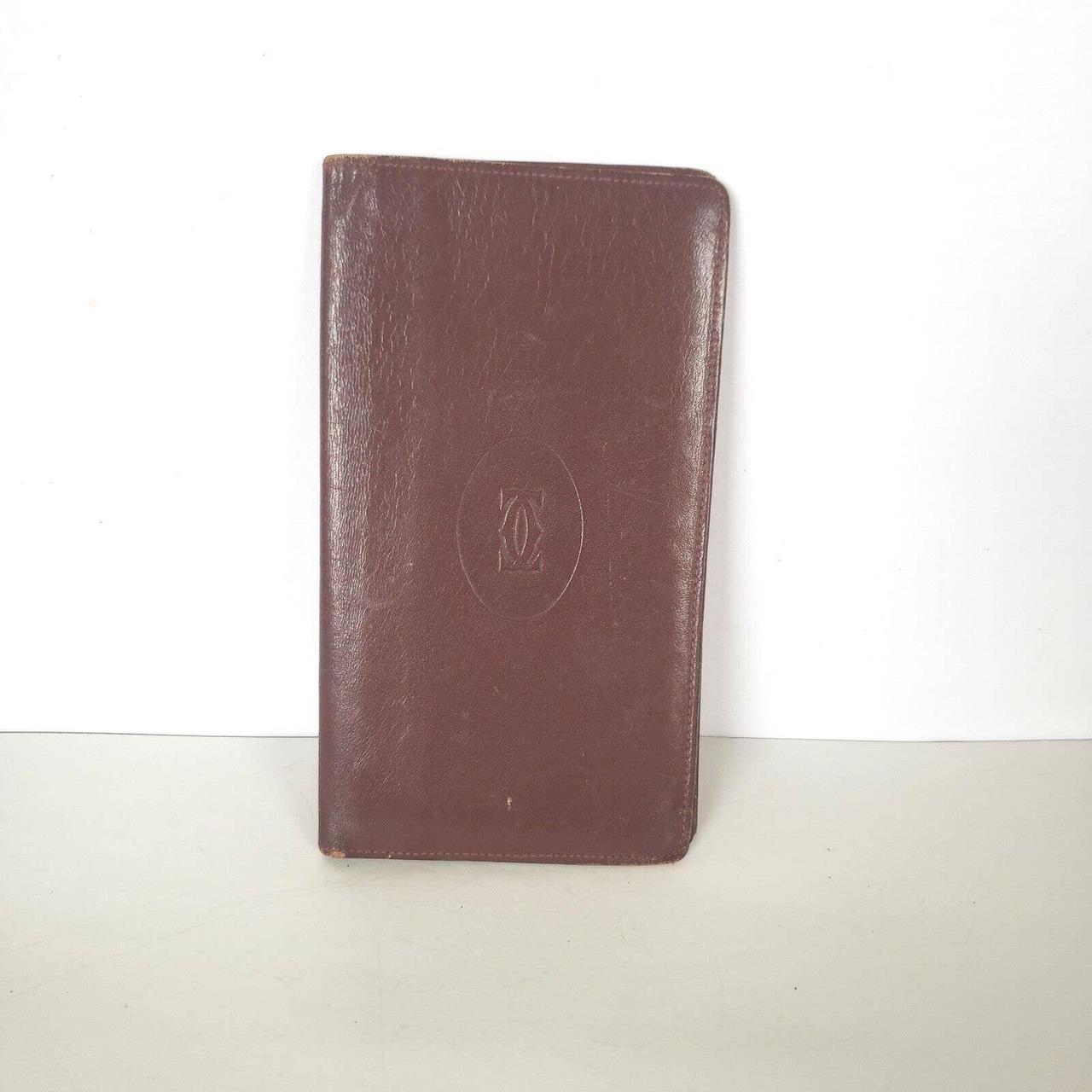 Cartier Unisex Leather Bifold Card Holder Checkbook... - Depop