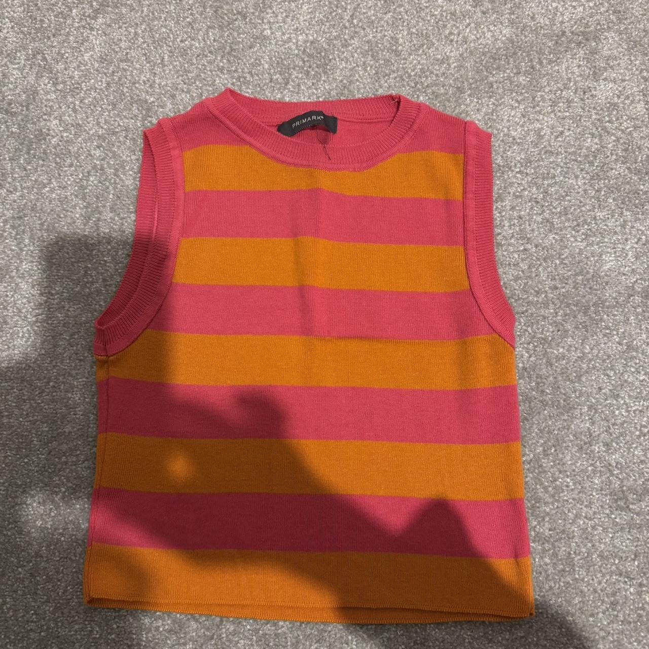 Primark pink and orange strip vest top | Depop