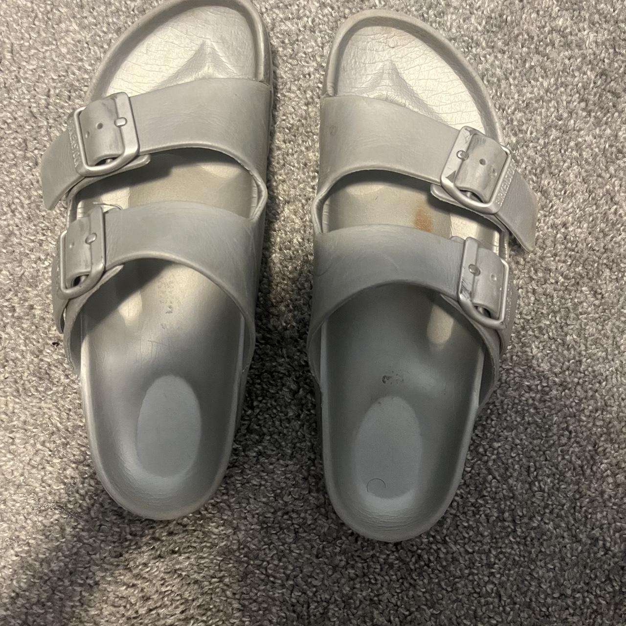 Gray Birkenstocks perfect for summer size 38 - Depop