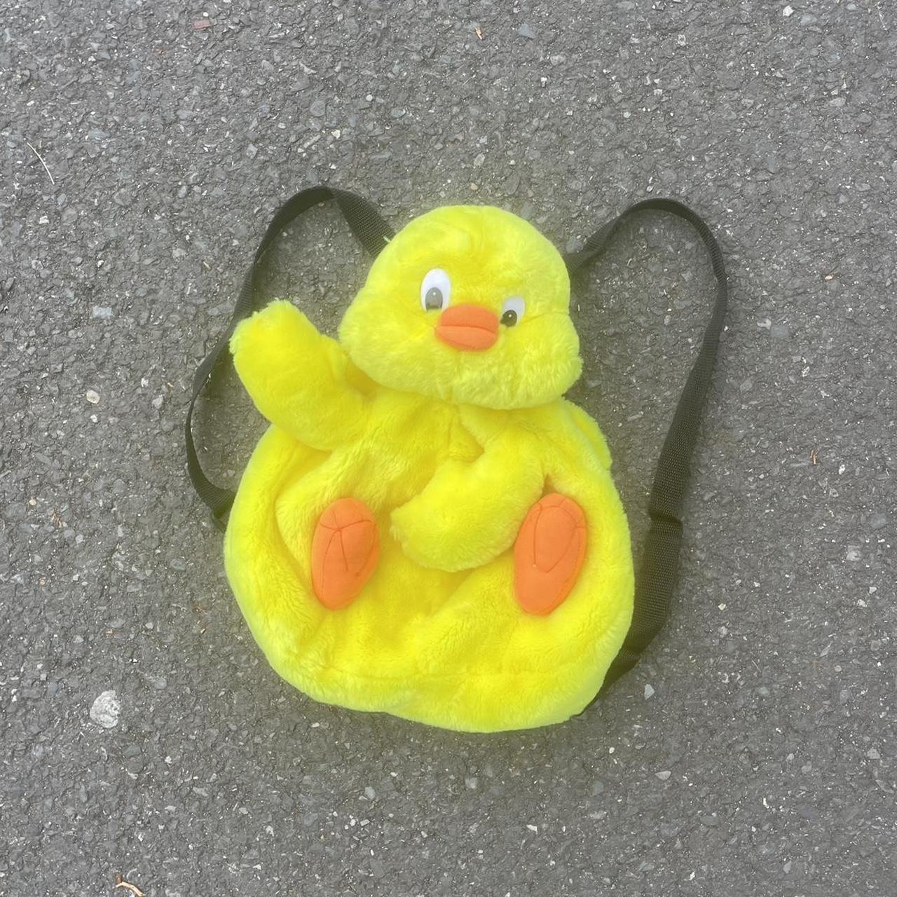 Vintage plush duck backpack • fluffy material •... - Depop