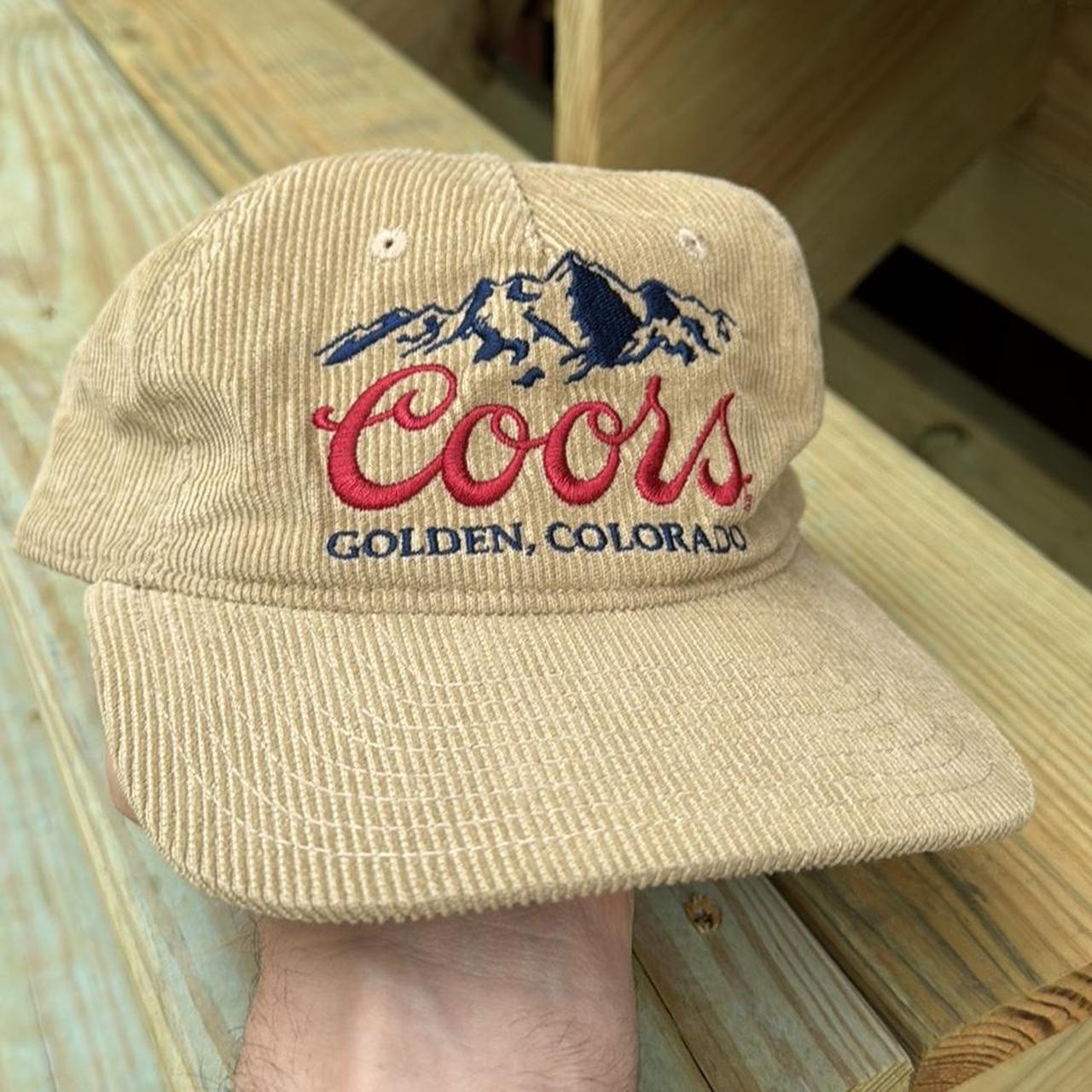 corduroy coors hat golden, snapback one size fits... - Depop