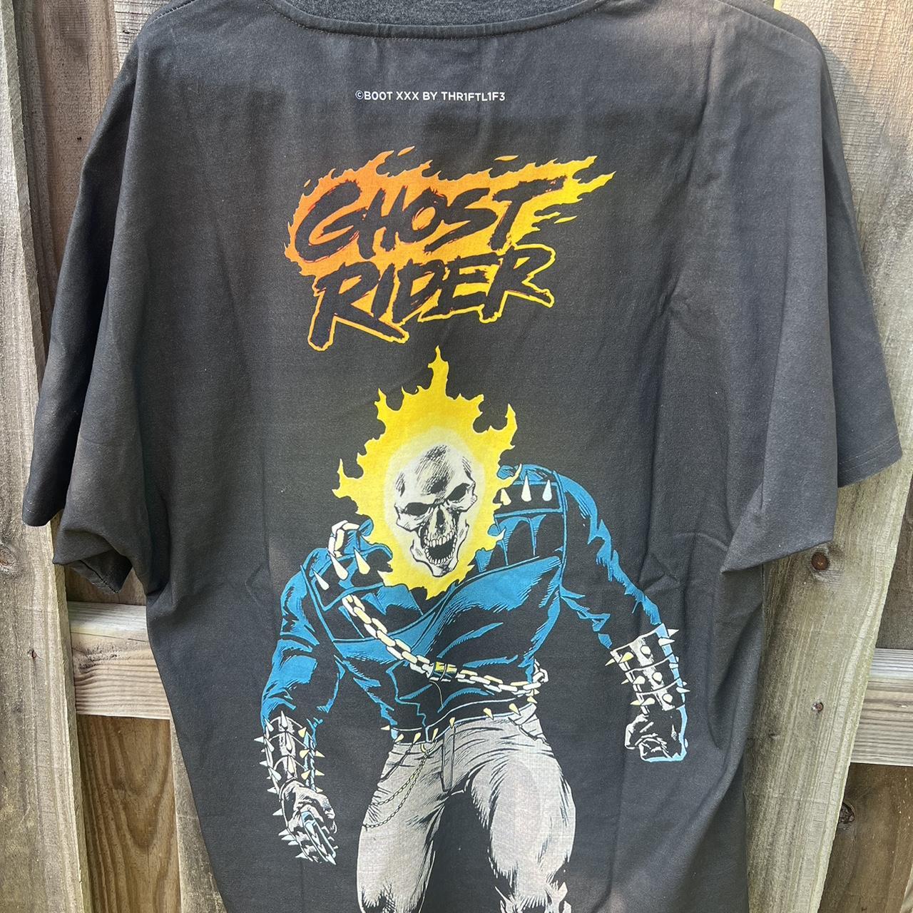 vintage style marvel ghost rider aop shirt by thr1ft... - Depop