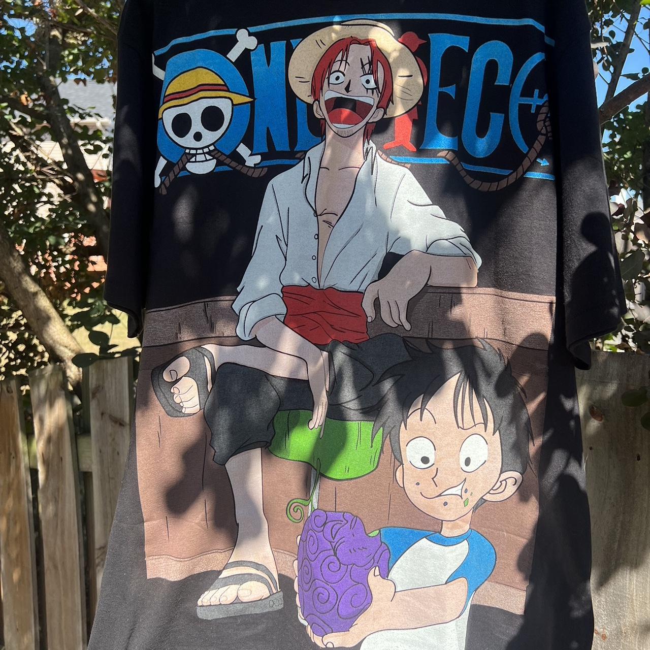 vintage style aop one piece anime shirt with an... - Depop