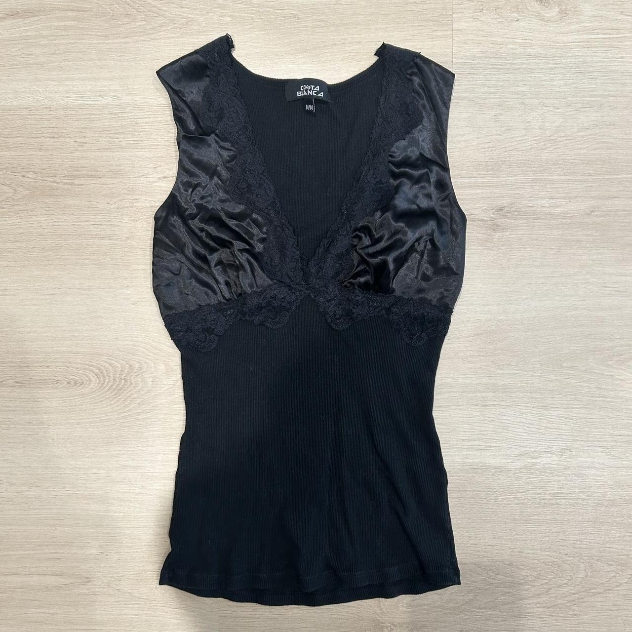 Black Lace Silky Y2K Siren Whimsygoth Top brand:... | Depop
